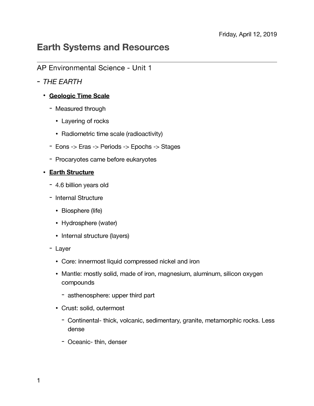 Earth Science Concepts 1 Apes Pdf Earth Systems And Resources