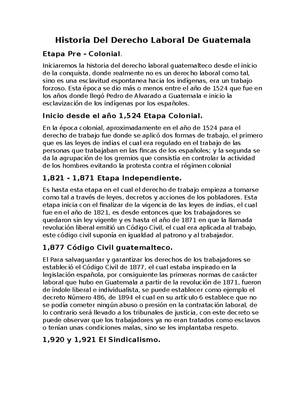 Historia Del Derecho Laboral De Guatemala Historia Del Derecho