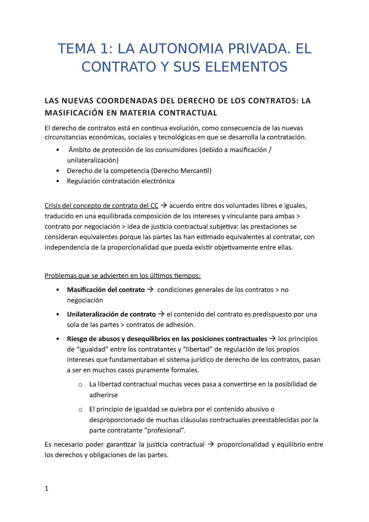 Tema 1 Derecho Civil Iii Tema 1 La Autonomia Privada El Contrato Y