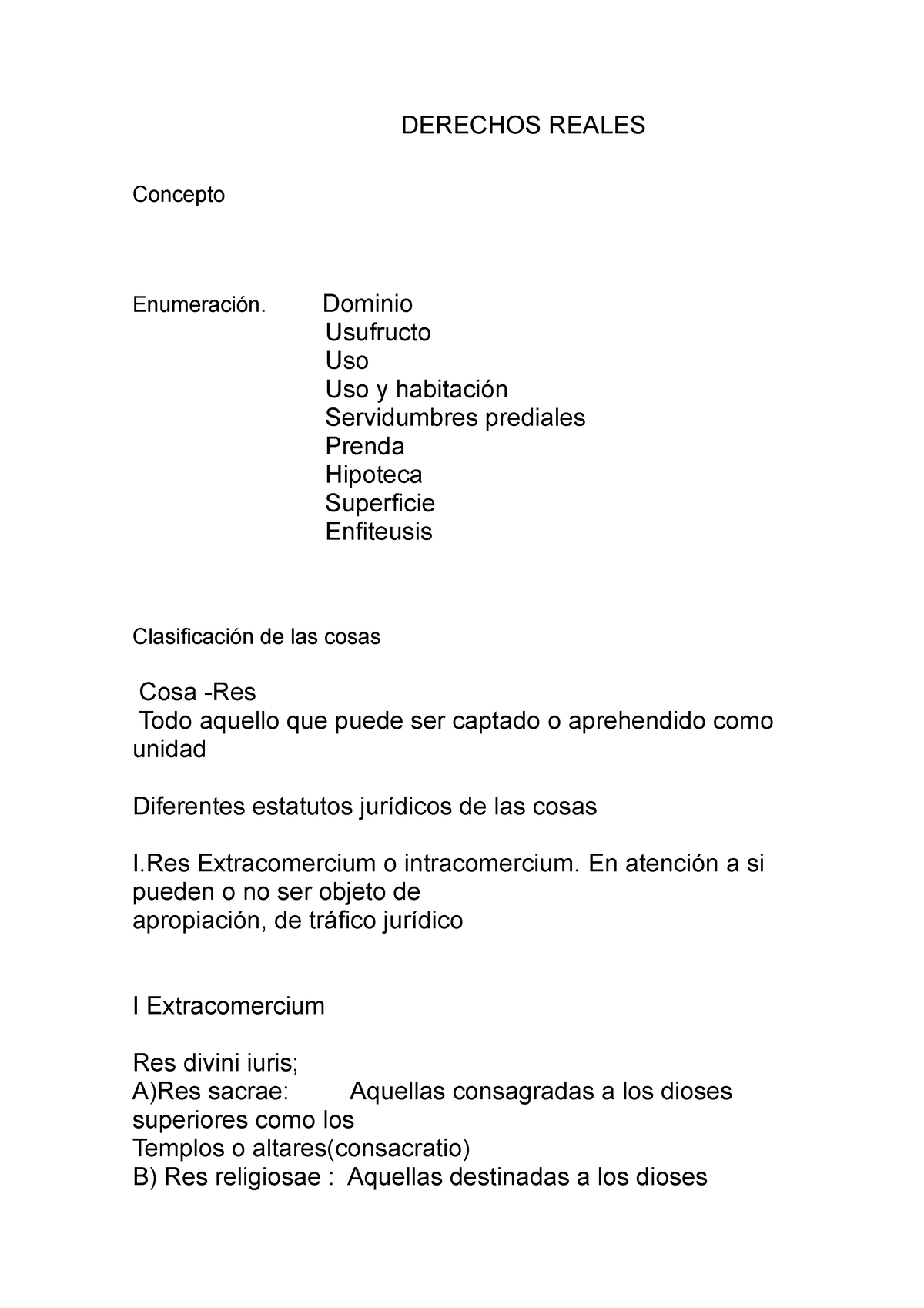 Derechos Reales 2022 Derechos Reales Concepto Enumeración Dominio