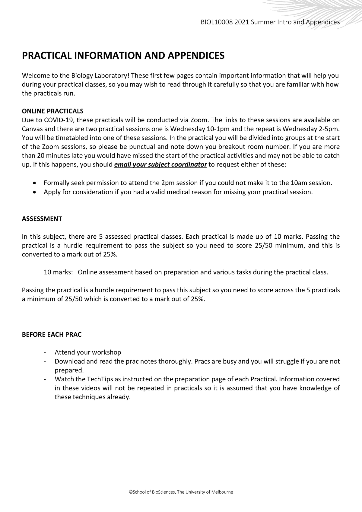 Biol10008 2021 Summer Prac 1 Notes 3 2021 Summer Intro And Appendices