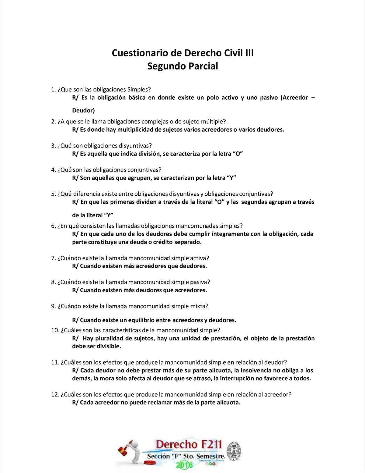 Cuestionario Derecho Civil Iii Cuestionario De Derecho Civil