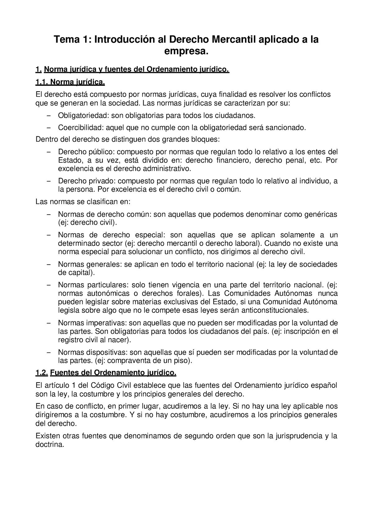 Tema 1 Tema 1 Derecho Mercantil Tema 1 Introducción Al Derecho