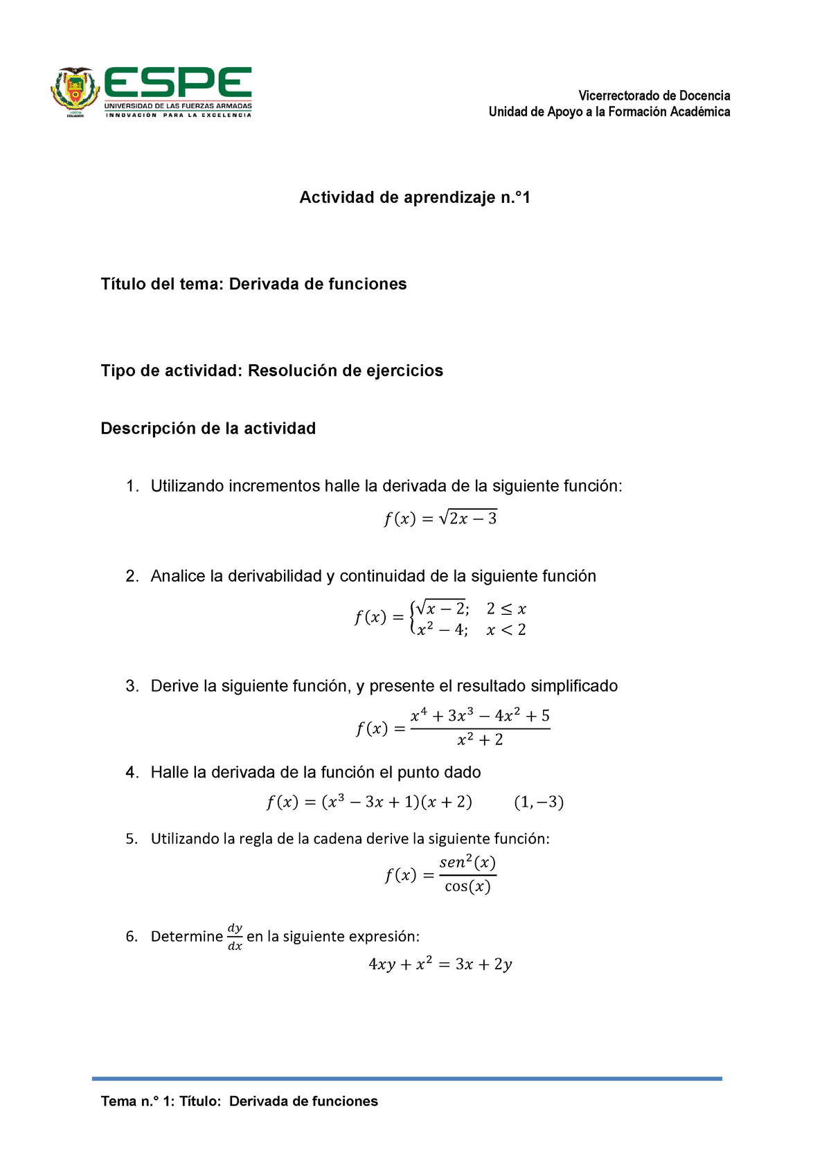 Actividad 1 Calculo Diferencial E Integral Vicerrectorado De Docencia