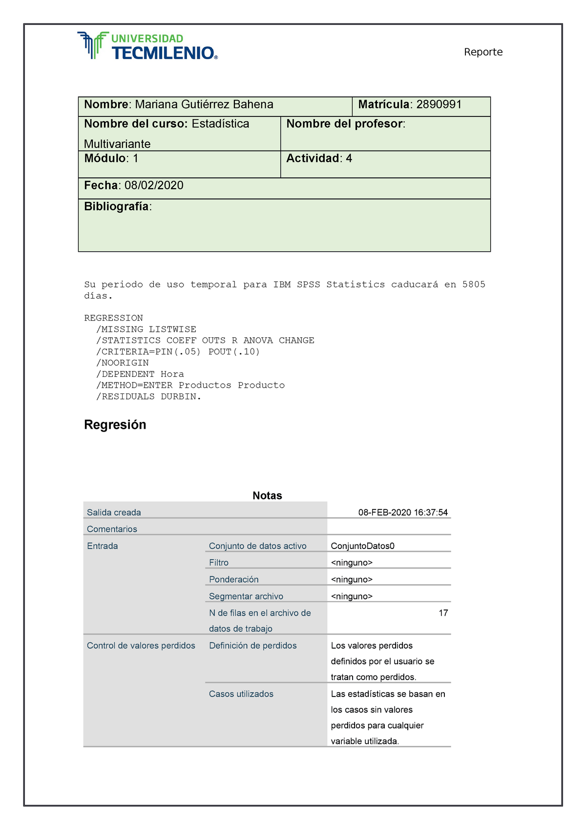 Actividad 4 Estadística Multivariante Nombre Mariana Gutiérrez