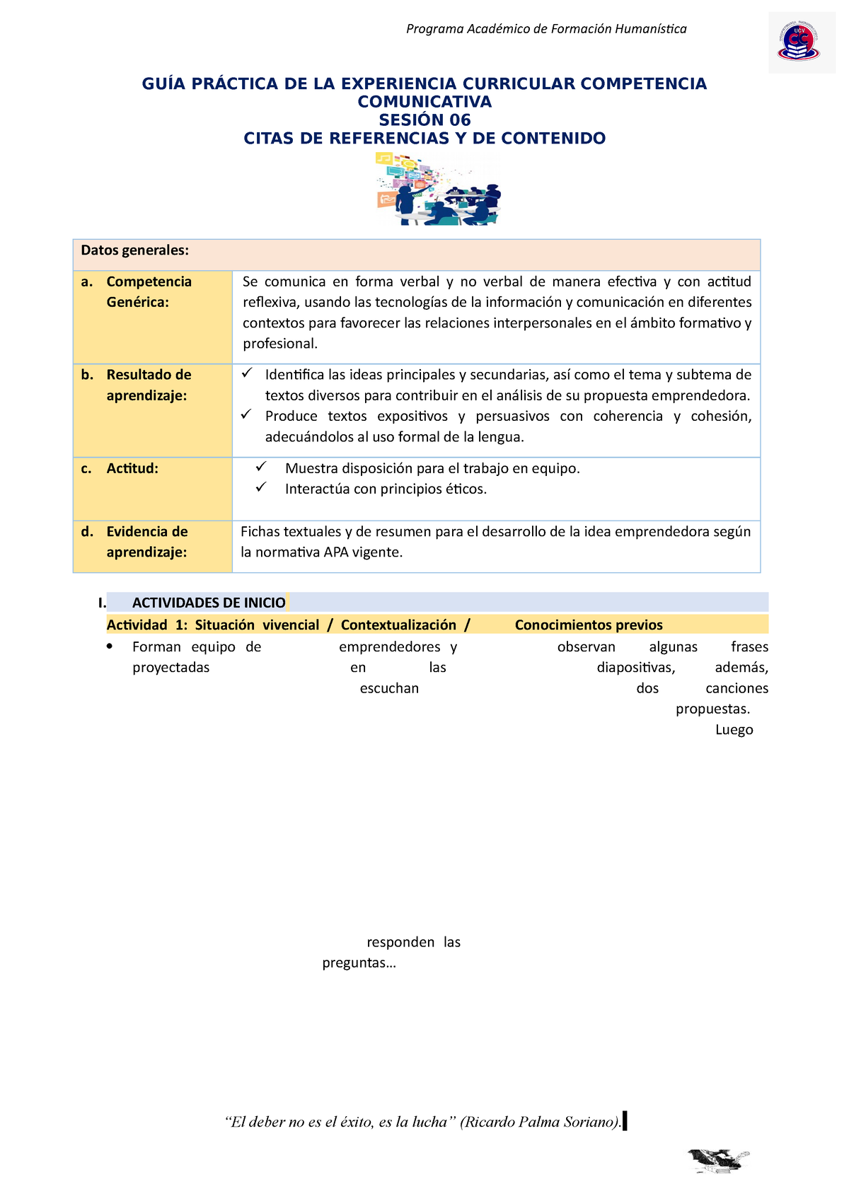 Material Informativo GuÍa Práctica 6 2020 I GuÍa PrÁctica De La