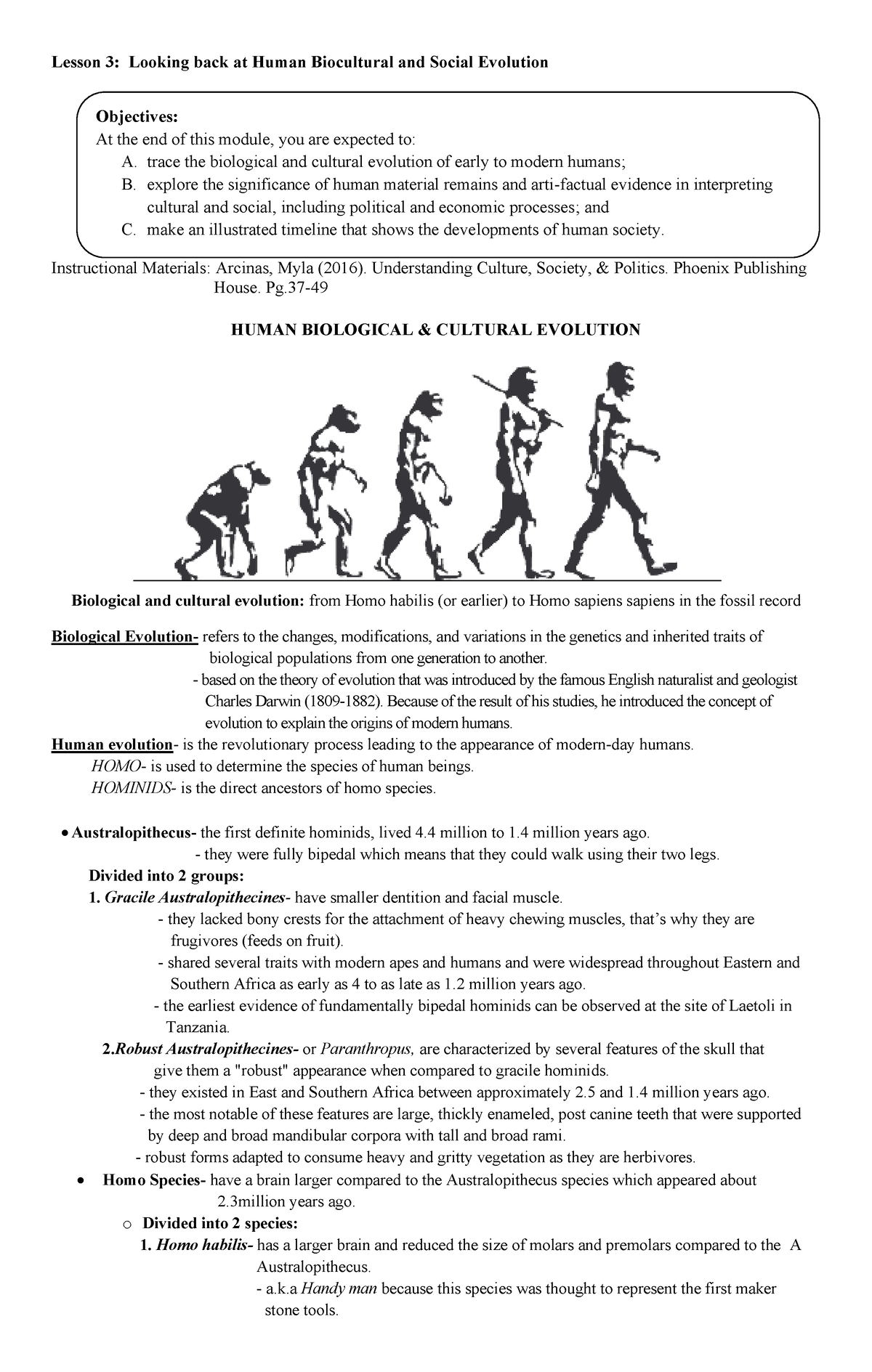 Ucsp Biological And Socio Politcal Evolution Lesson 3 Looking Back