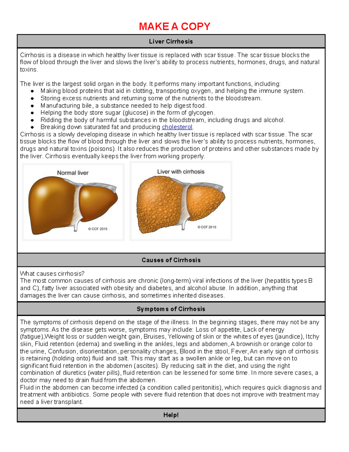 917 Liver Spotlight On Cirrhosis And Diagnosis Make A Copy Liver