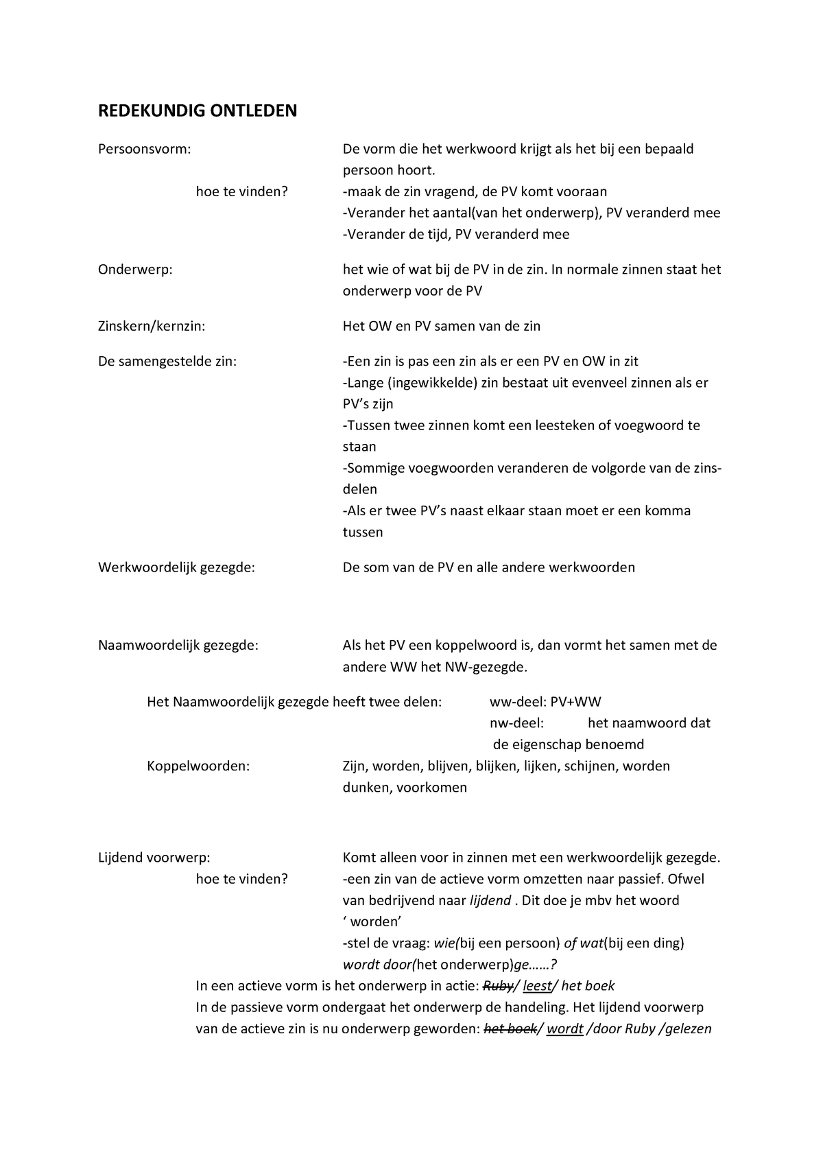 Stappenplan Redekundig Ontleden