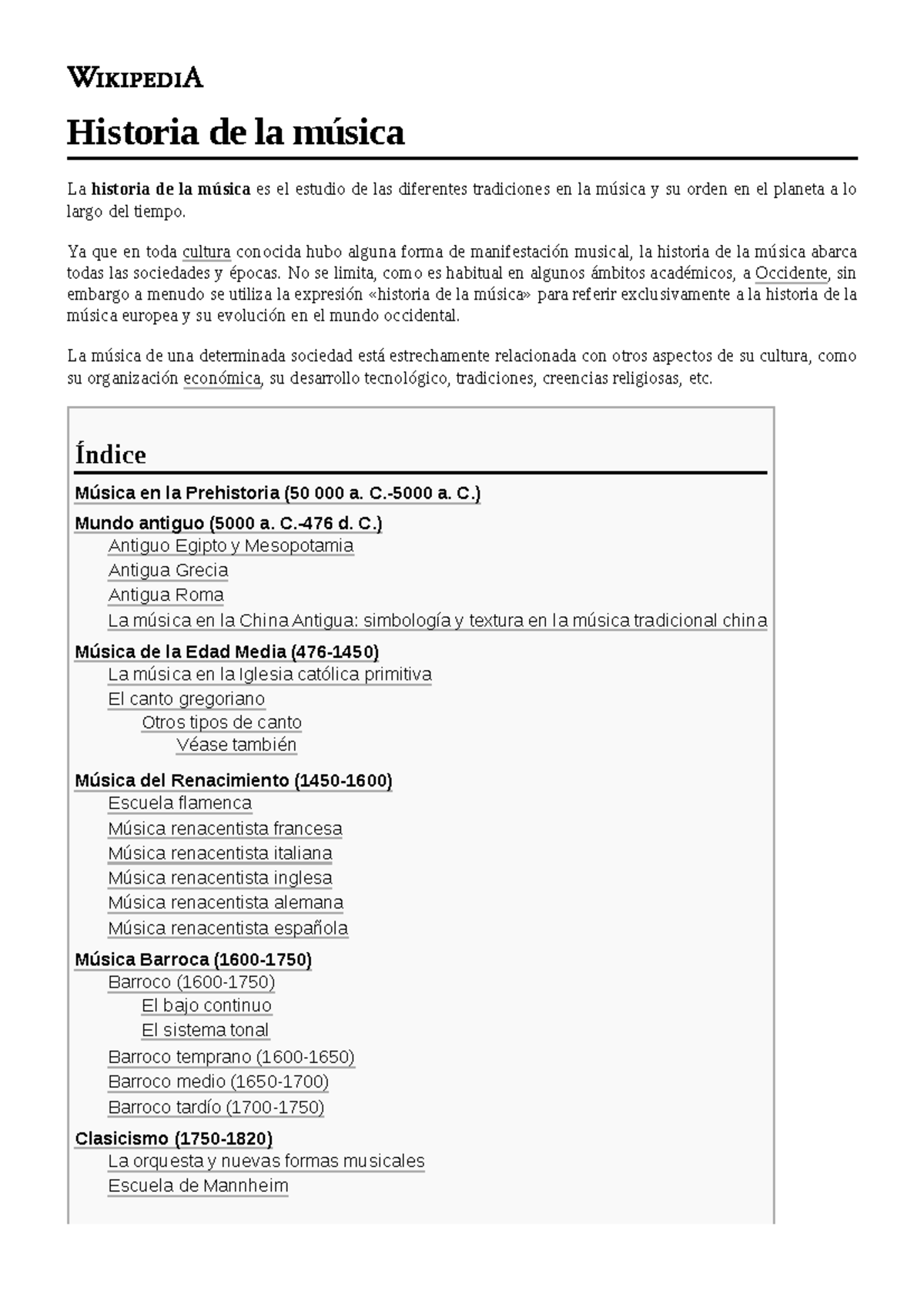 Historia De La Música Historia De La Música La Historia De La Música