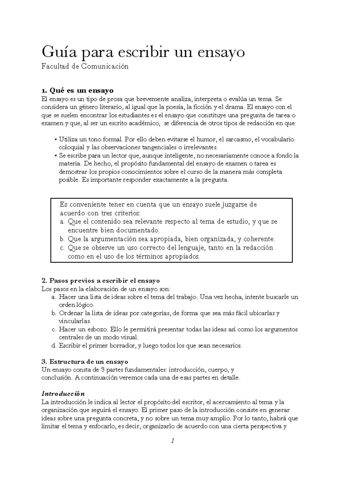 Guía Para Ensayos Guía Para La Elaboración De Un Ensayo Guía Para