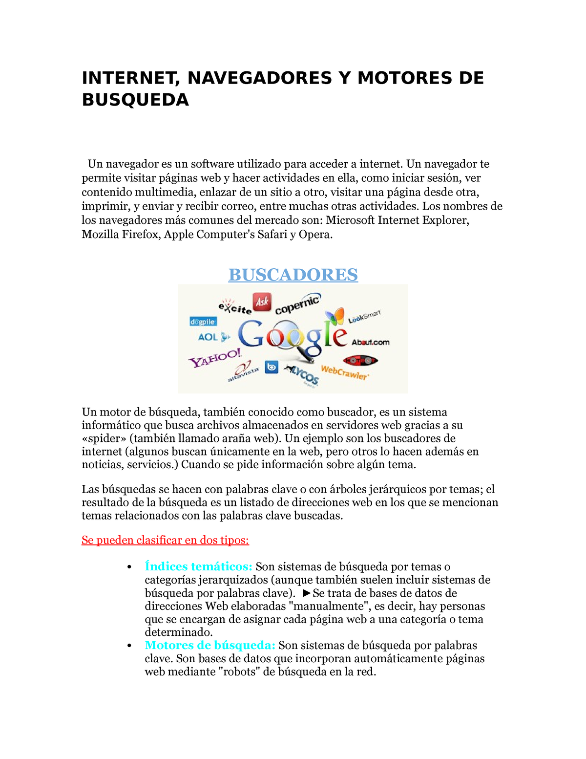 Intenet Navegadores Y Motores De Busqueda Internet Navegadores Y