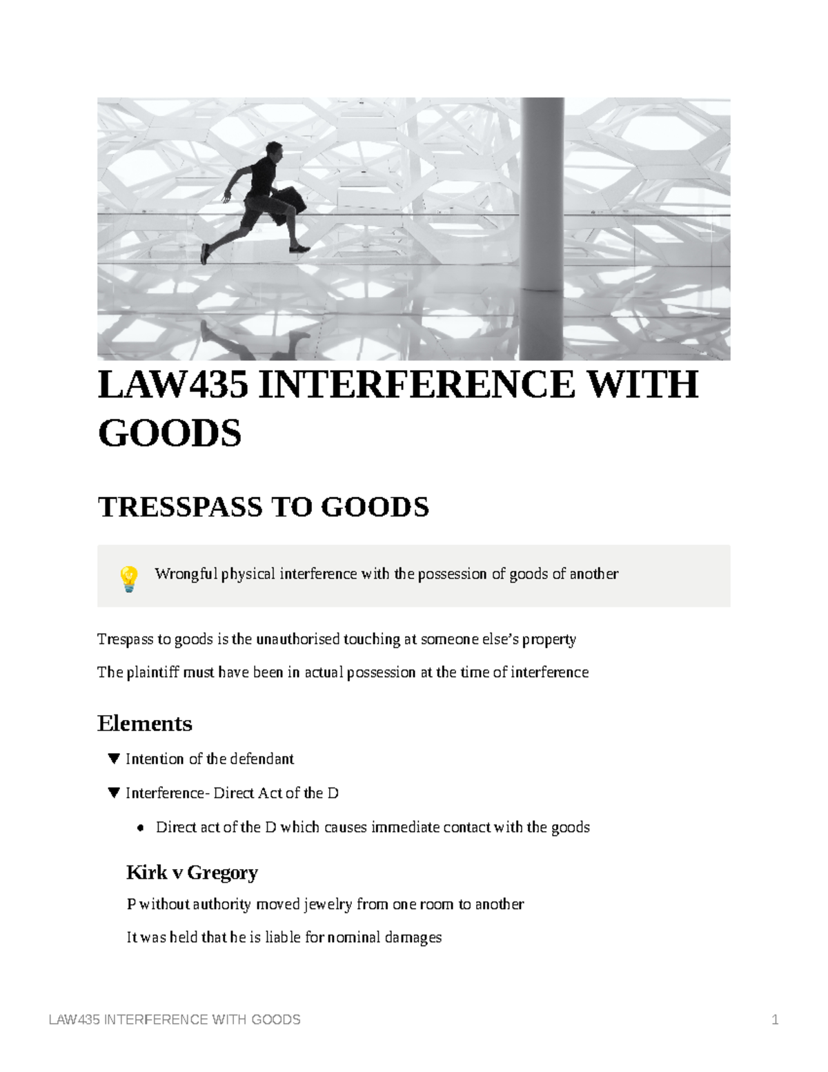 Law435 Interference With Goods Law435 Interference With Goods 1