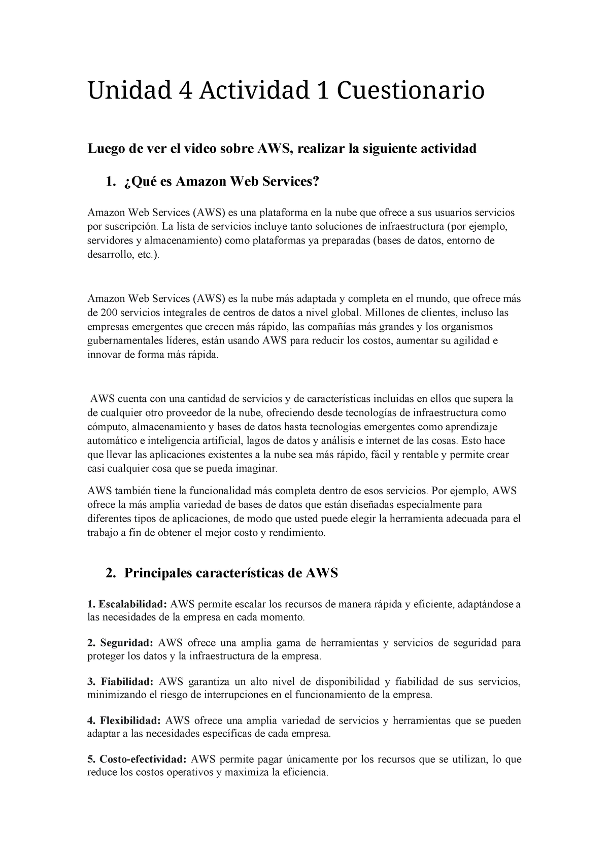 Unidad 4 Actividad 1 Cuestionario Unidad 4 Actividad 1 Cuestionario