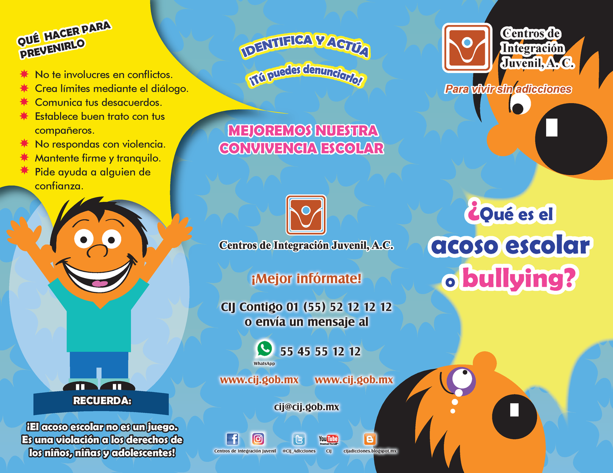 Bullying Prevencion Violencia Escolar Triptico øquÈ Es El Acoso