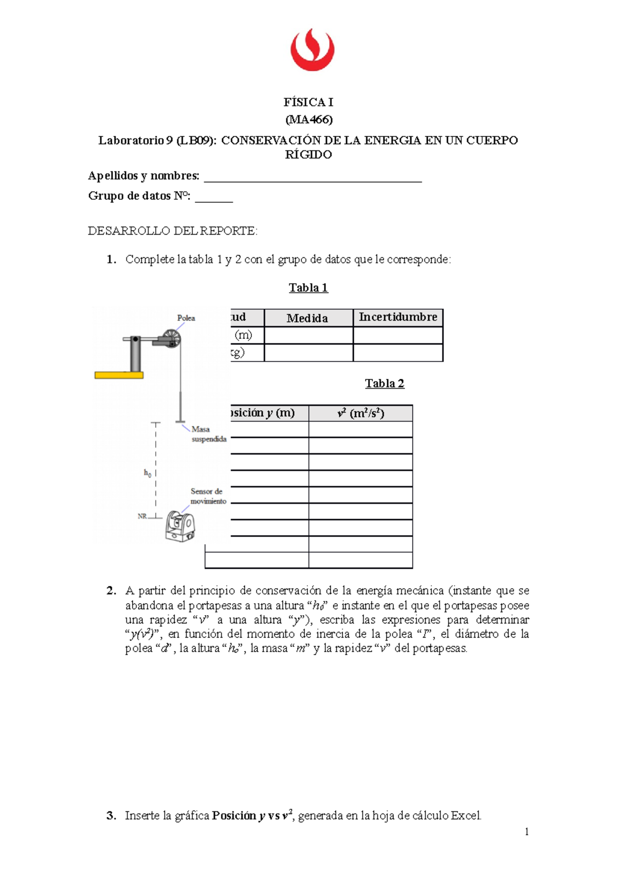 Reporte De Laboratorio 9 De Física I FÍsica I Ma466 Laboratorio 9