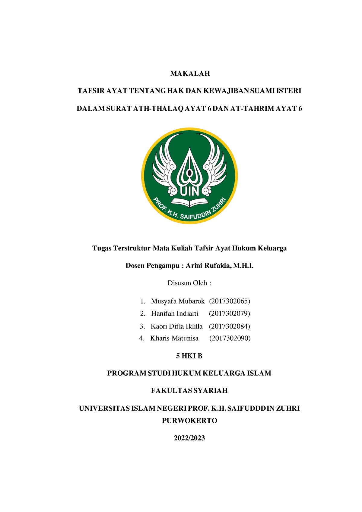 5 6206297986910127665 Makalah Tafsir Ayat Tentang Hak Dan Kewajiban