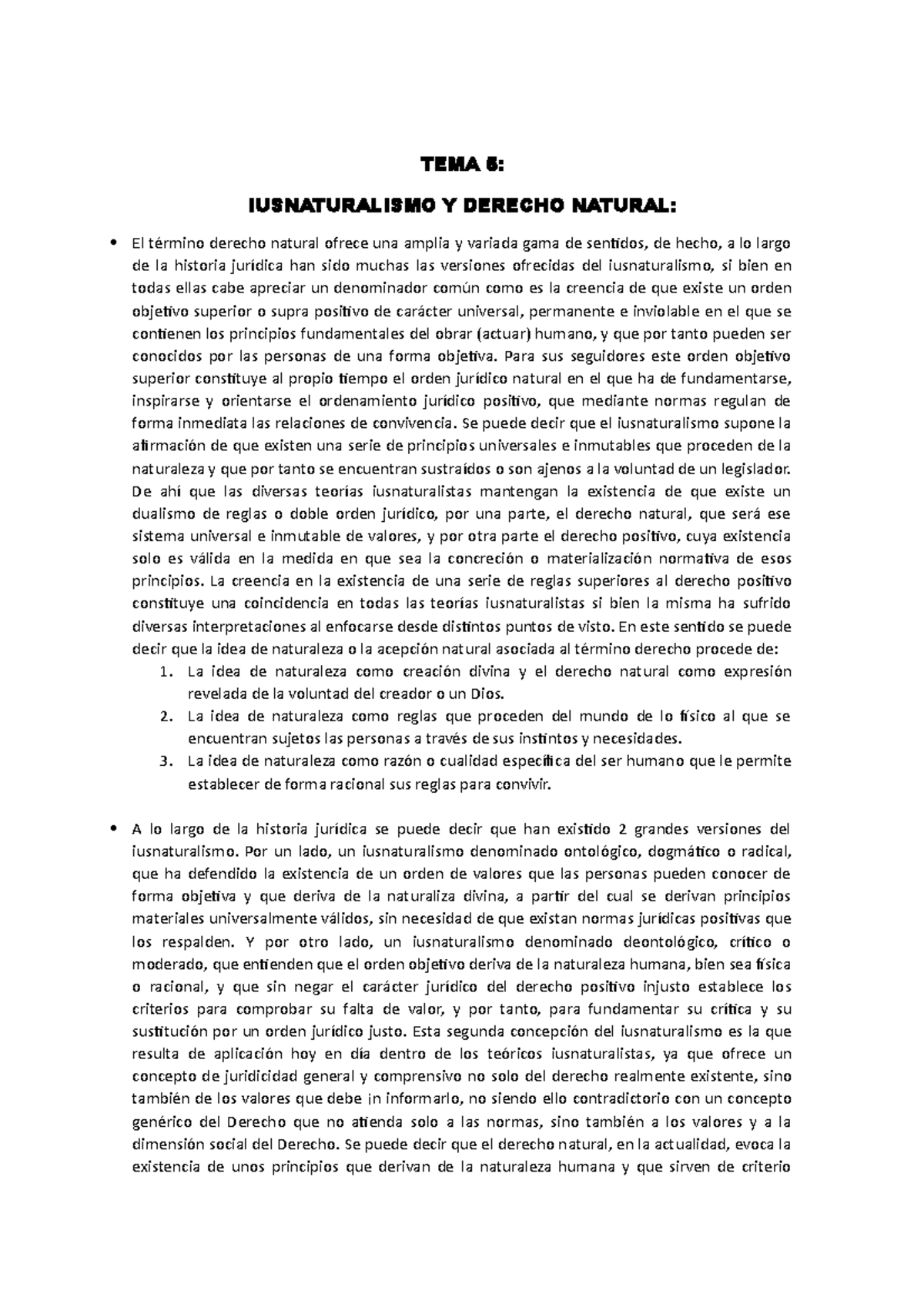 Iusnaturalismo Y Derecho Natural Tema 5 Iusnaturalismo Y Derecho