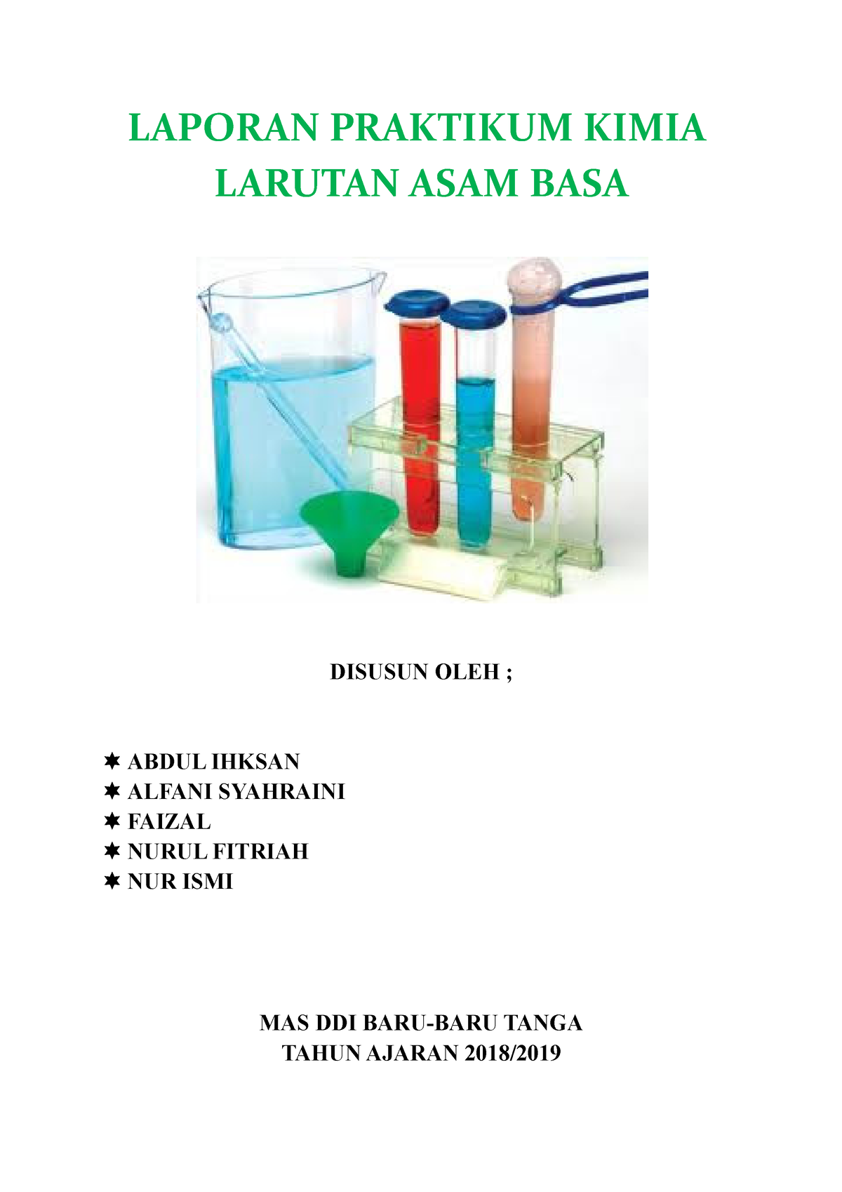 Laporan Reaksi Asam Basa Laporan Praktikum Kimia Dasar Reaksi Asam