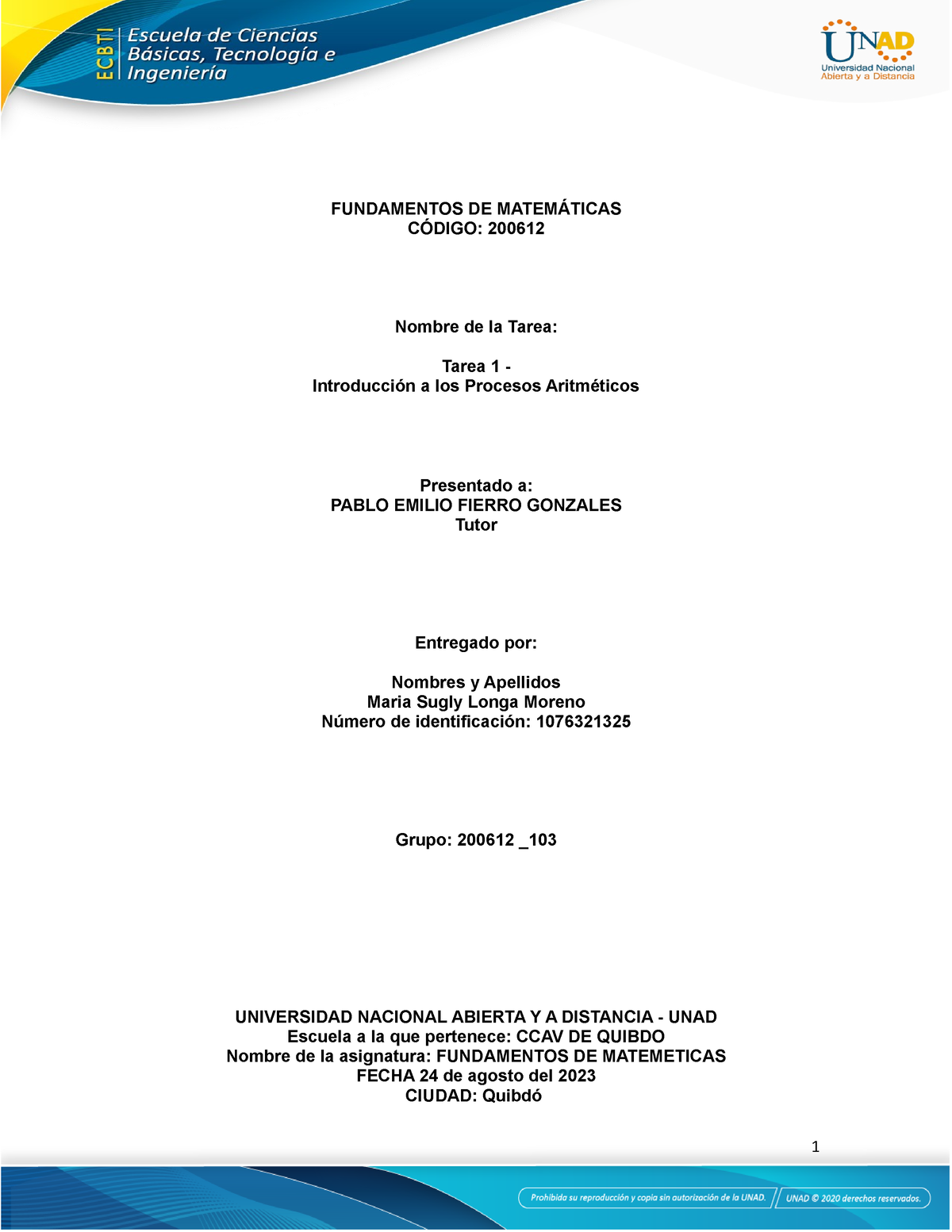 Tarea 1 Longa Maria Foro Fundamentos De MatemÁticas CÓdigo 200612