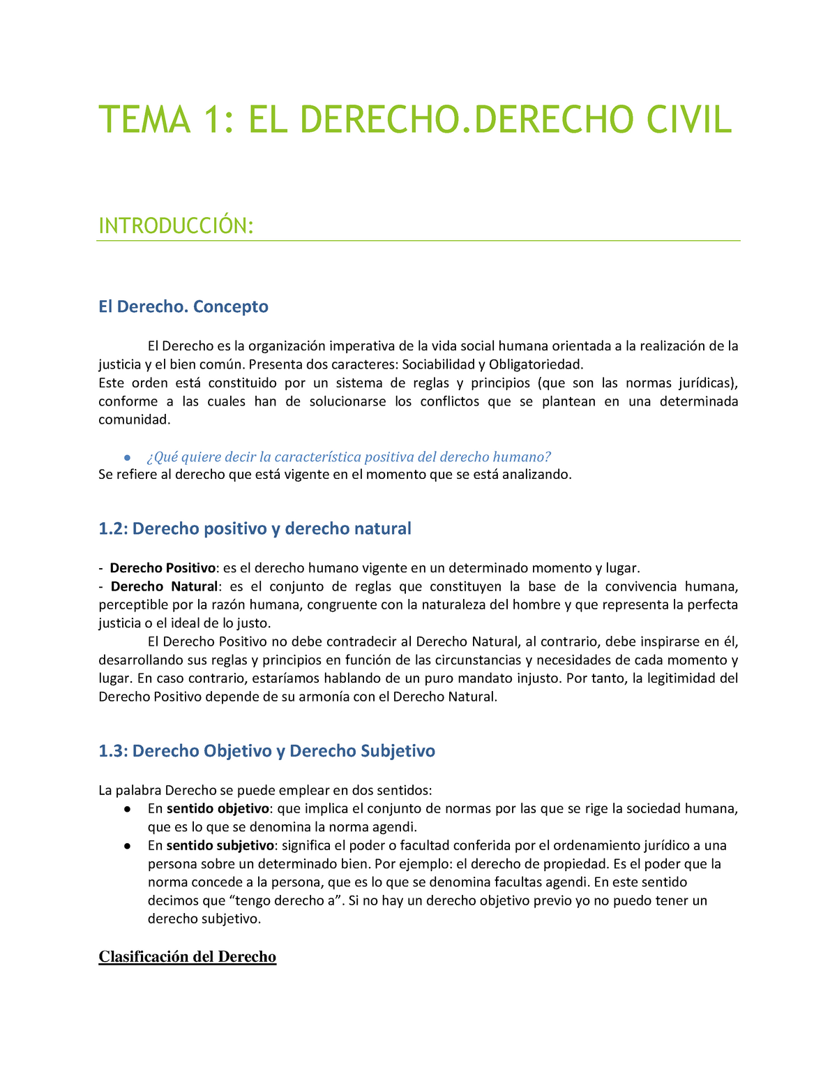 Tema 1el Derecho El Derecho Civil Tema 1 El Derecho Civil El