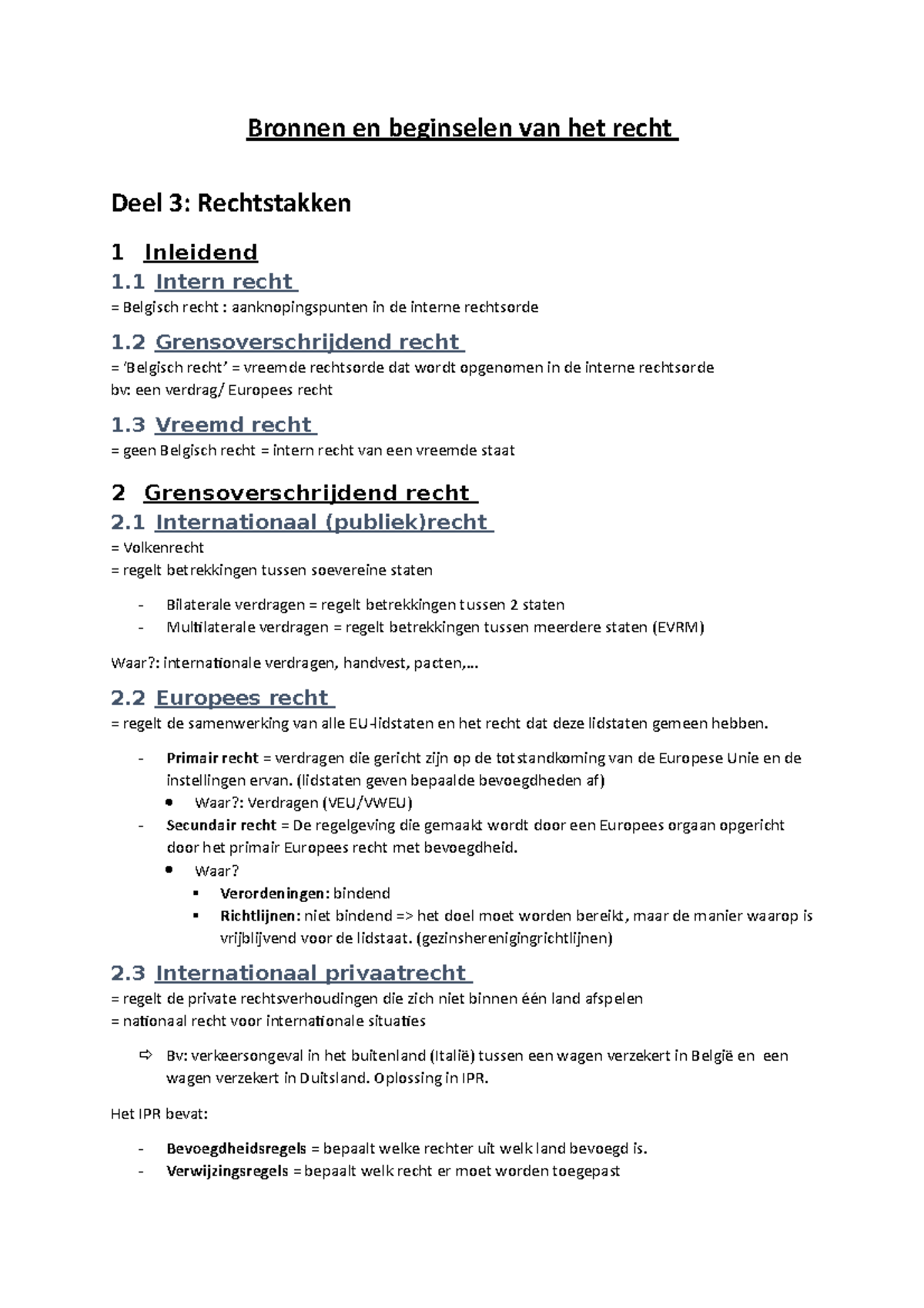 Samenvatting Deel 3 Bronnen En Beginselen Van Het Recht Deel 3