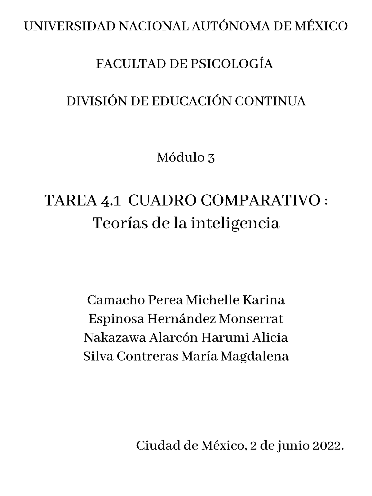 Tarea 41 Cuadro Comparativo Teorías De La Inteligencia Universidad