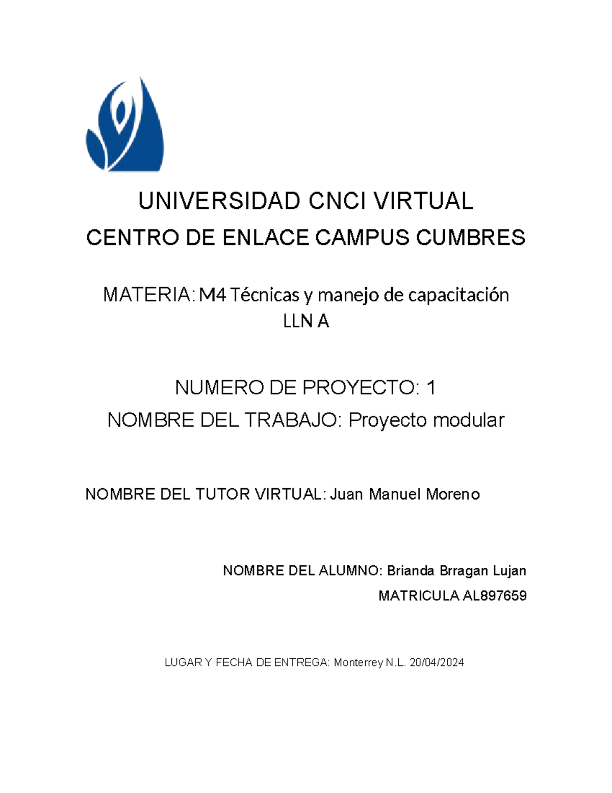 Proyecto Modular Tecnicas De Capacitacion Universidad Cnci Virtual