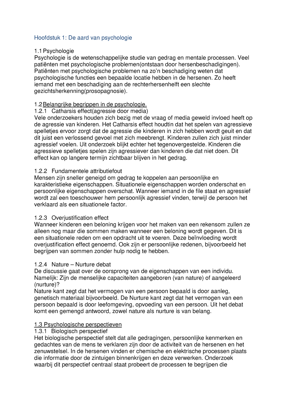 Samenvatting Inleiding Psychologie Hoofdstuk 1 Tm 9 Hoofdstuk 1 De