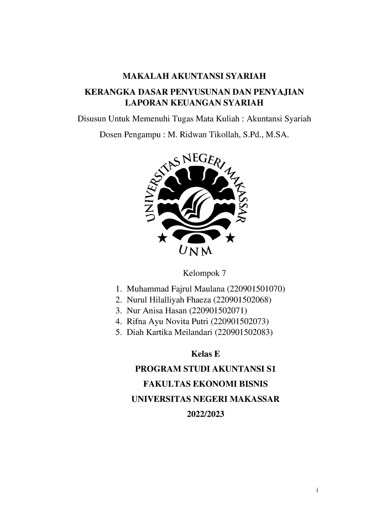 Makalah Kelompok I Makalah Akuntansi Syariah Kerangka Dasar