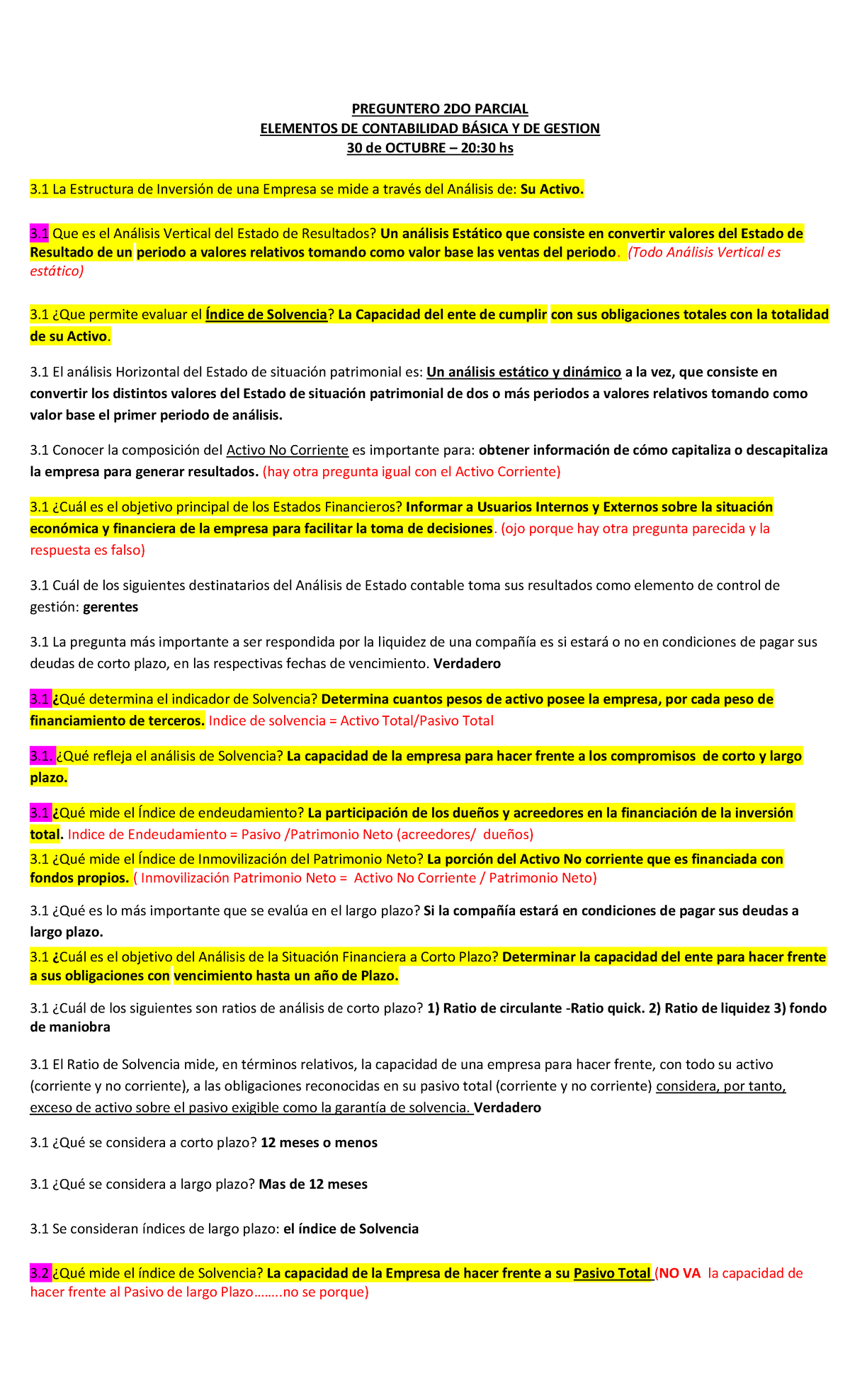 Preguntero Con Justificaciones Y Formulas Preguntero 2do Parcial