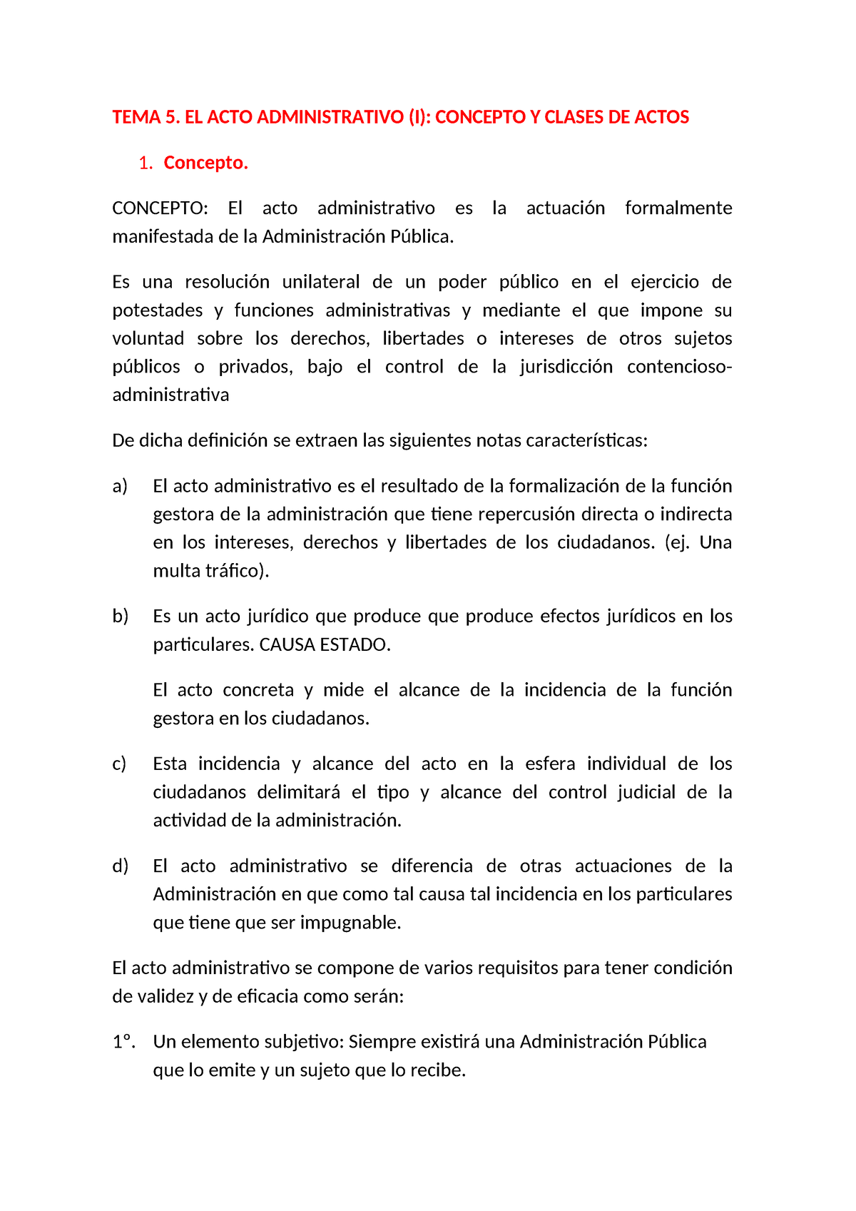 Tema 5 El Acto Administrativo I Tema 5 El Acto Administrativo I