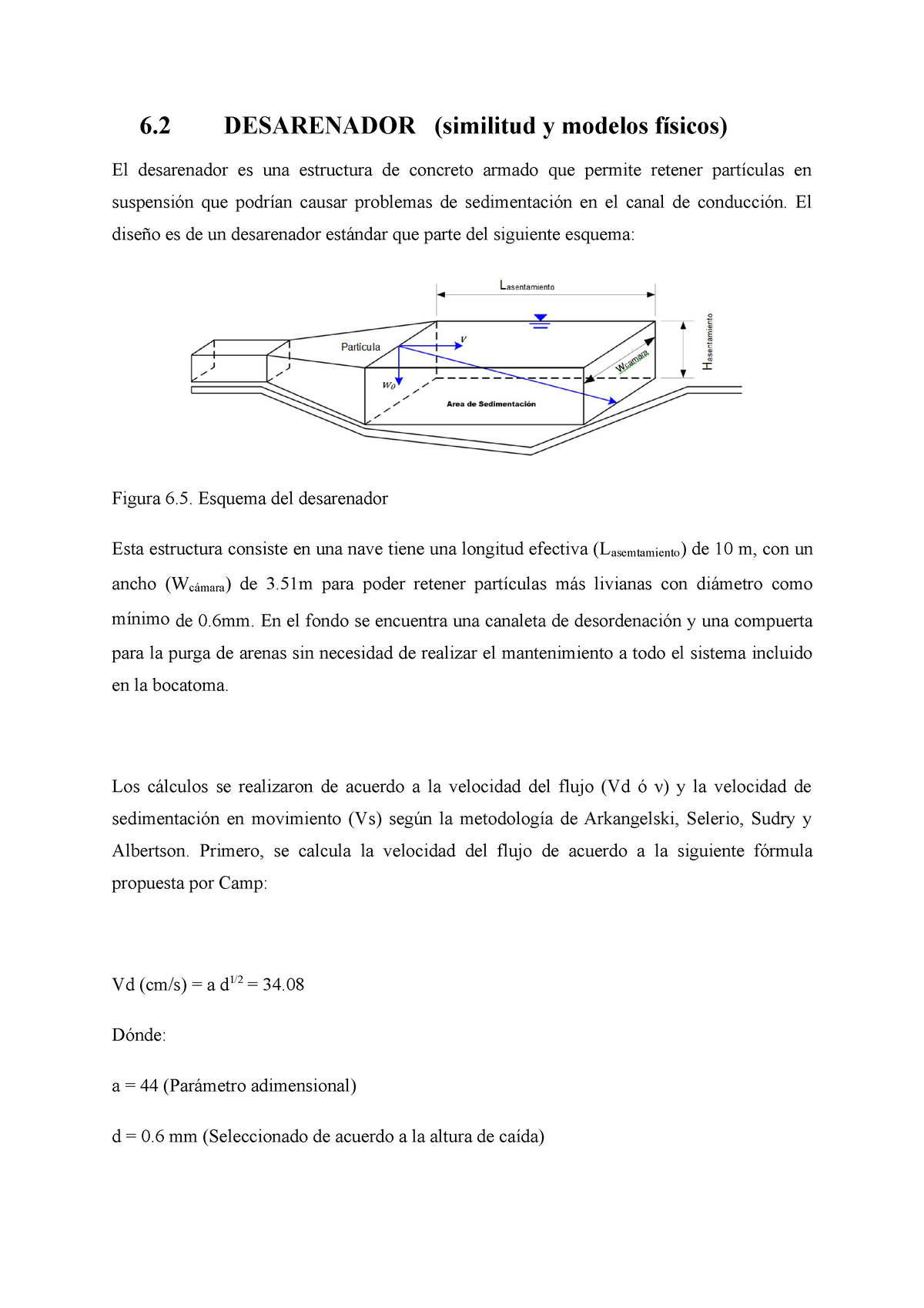 Desarenador El Diseño Es De Un Desarenador Estándar Que Parte Del