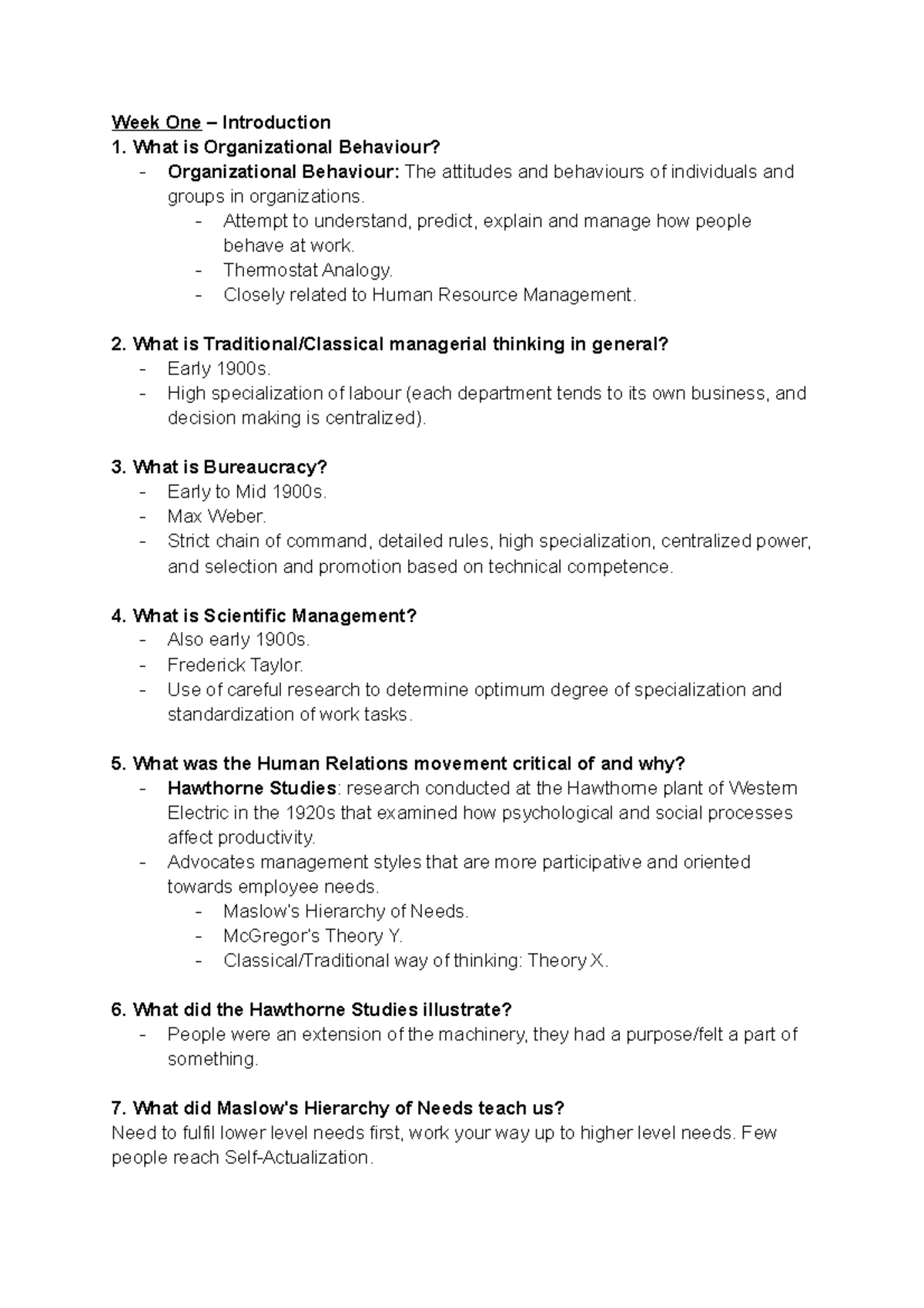 Midterm Review 2 Week One Introduction What Is Organizational