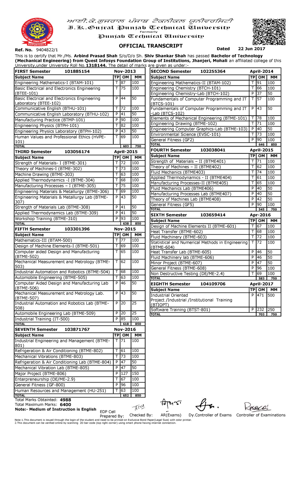 Transcript Lecture Notes 123456789 Official Transcript Ref