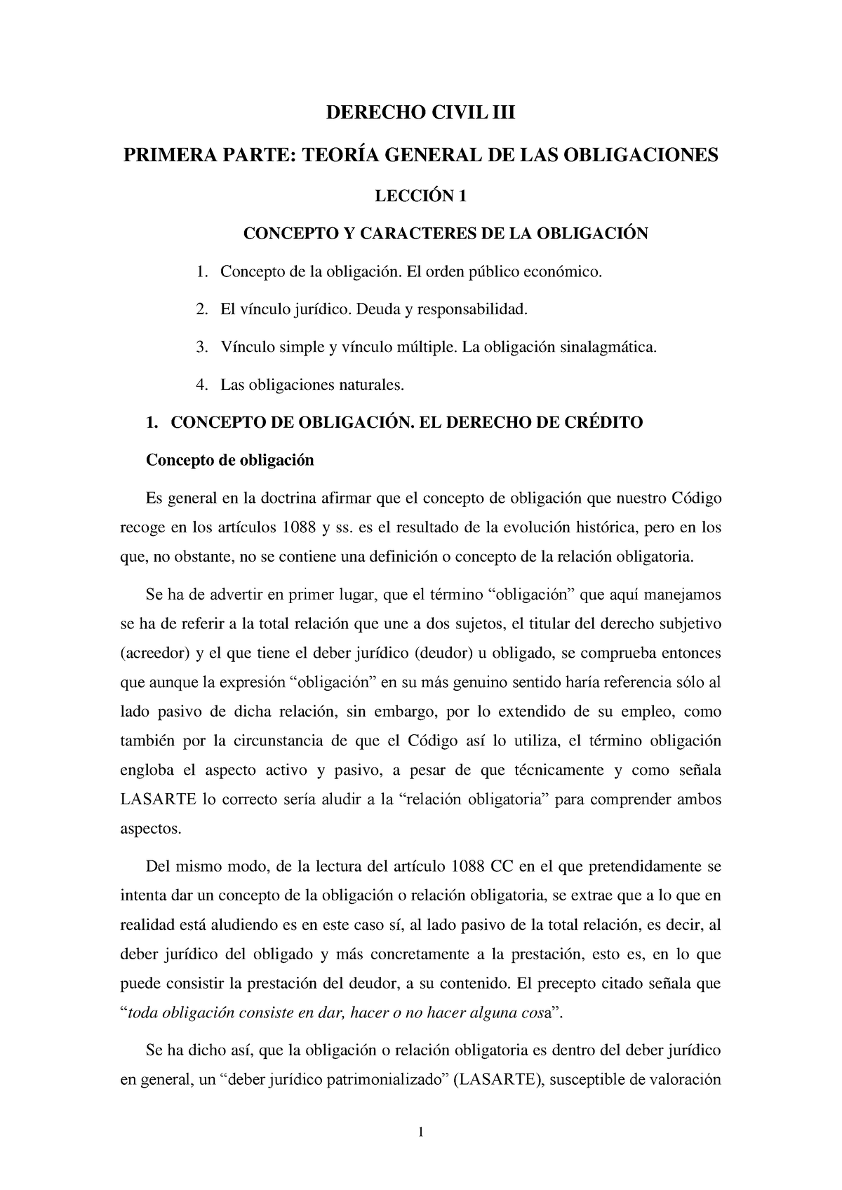 Tema 1 Civil Iii Derecho Civil Iii Primera Parte TeorÍa General De