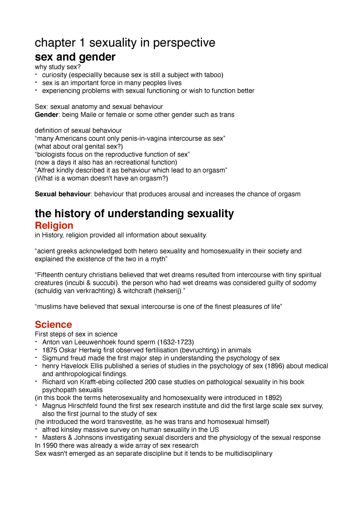 Samenvatting Seksuologie Hoofdstuk 1 En 2 Chapter 1 Sexuality In