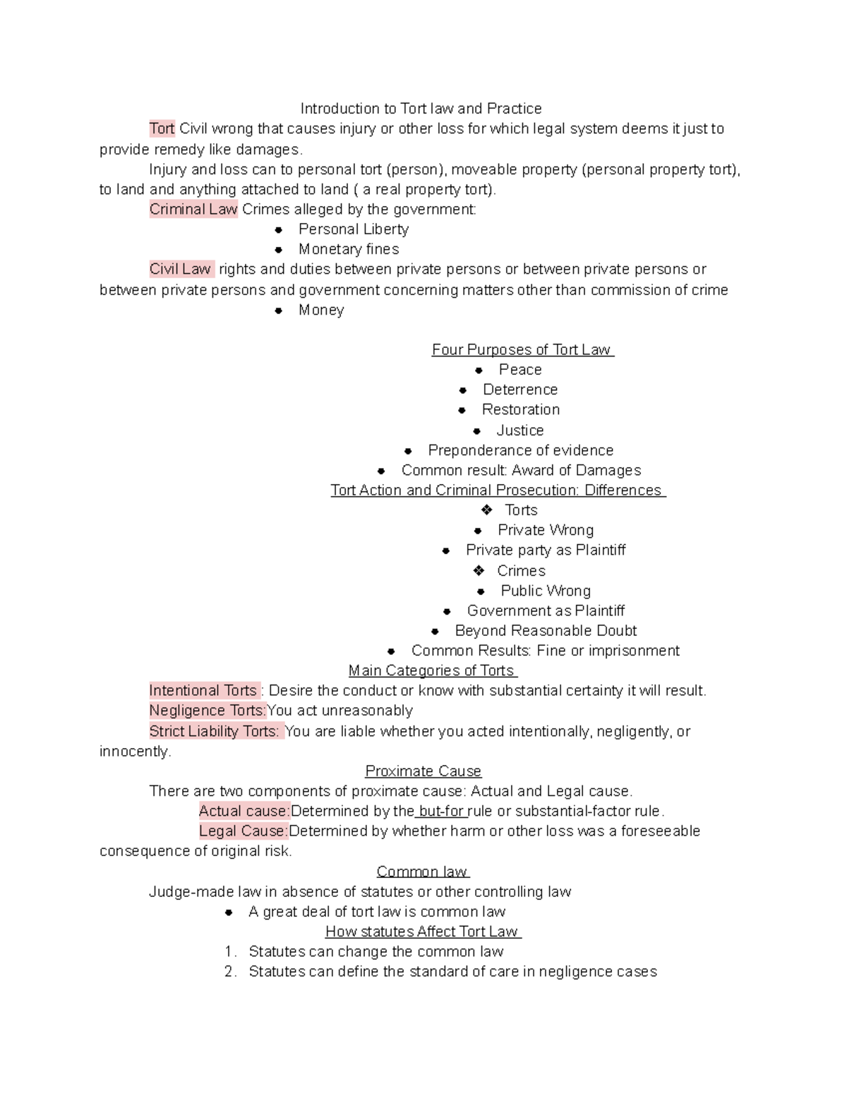 Lgla Chapter 1 Slide Notes Introduction To Tort Law And Practice Tort