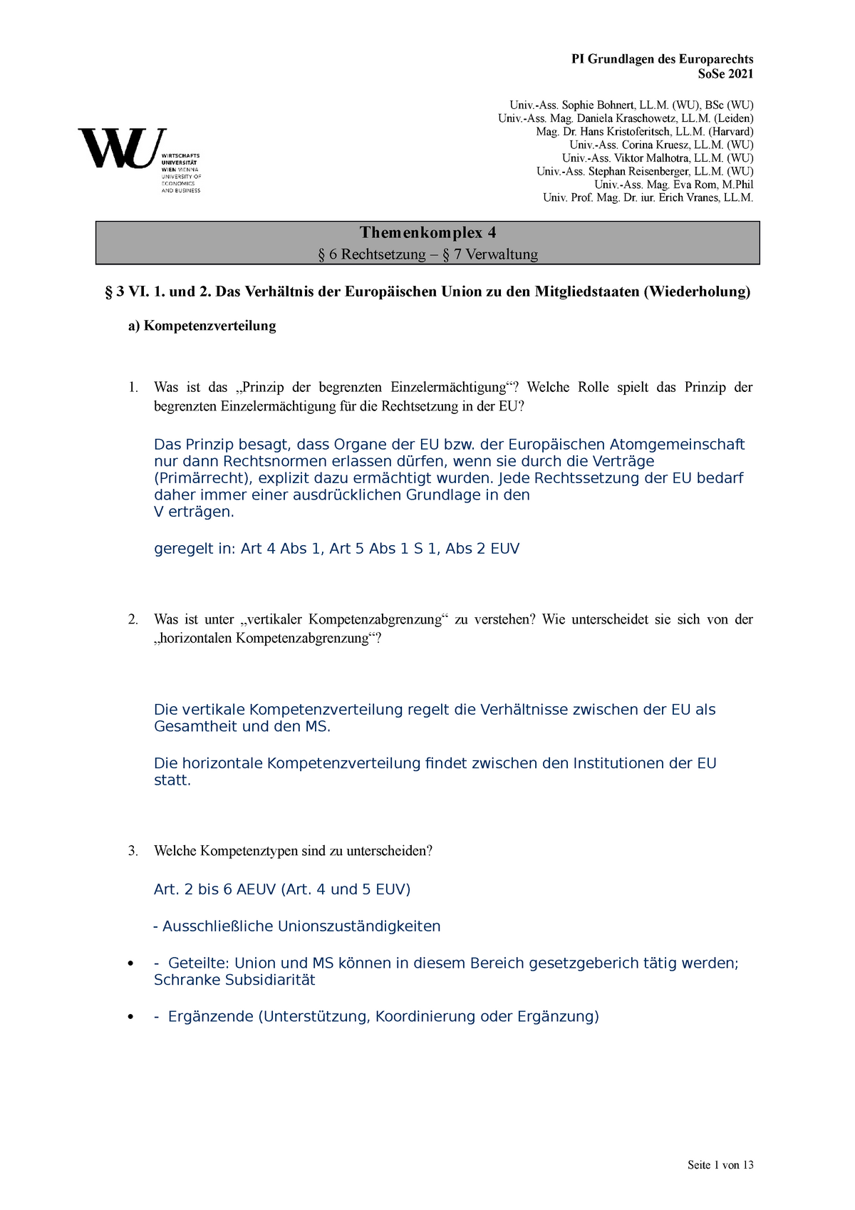 Gle Tk 4 Vorbereitungsblatt So Se2021 Pi Grundlagen Des Europarechts