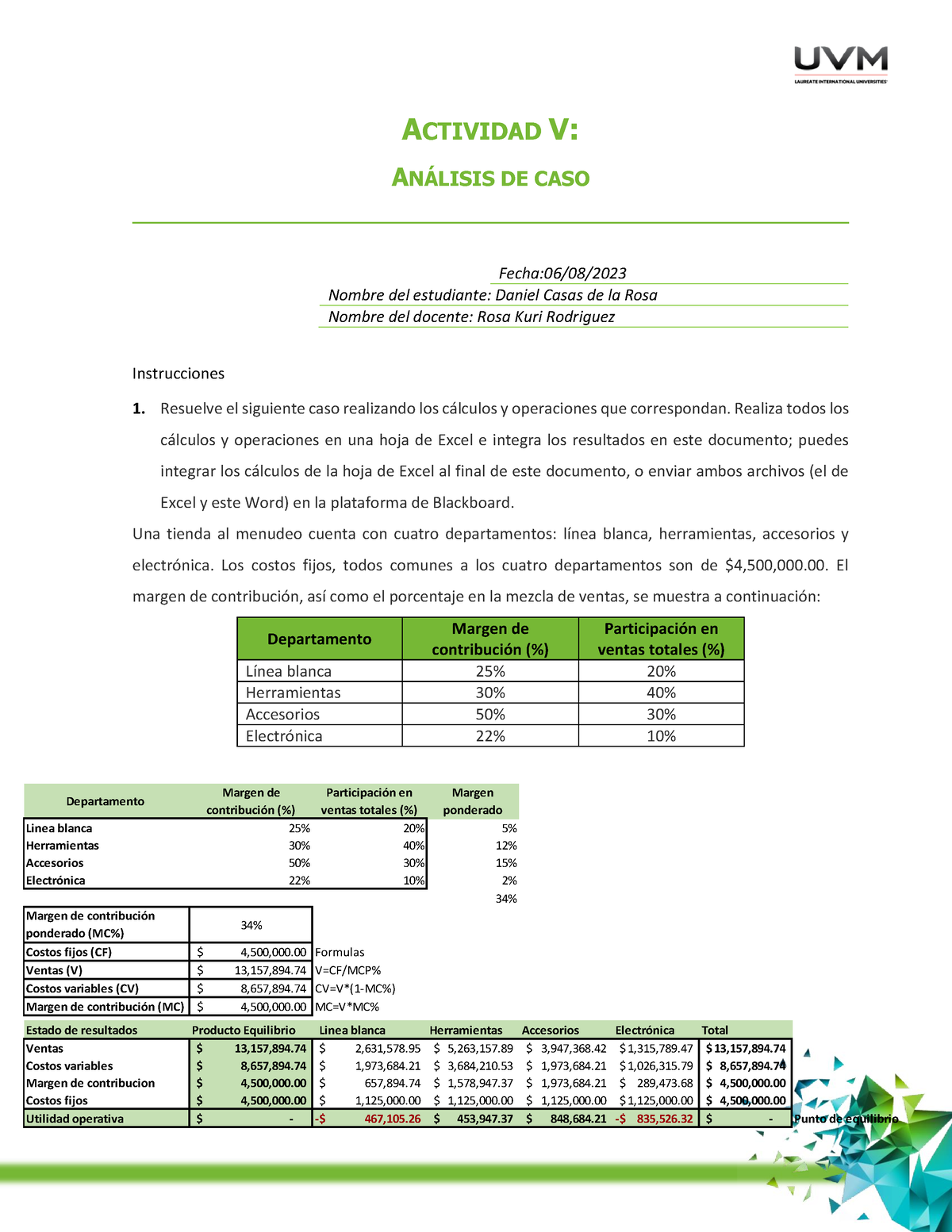 A5 Dcr Ac 5 Ejercicios Contabilidad Administrativa Uvm Studocu