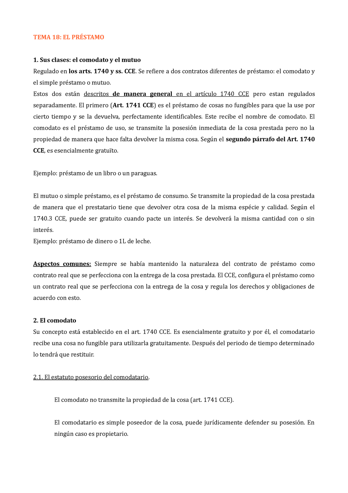 Contractes Tema 18 Tema 18 Tema 18 El PrÉstamo Sus Clases El