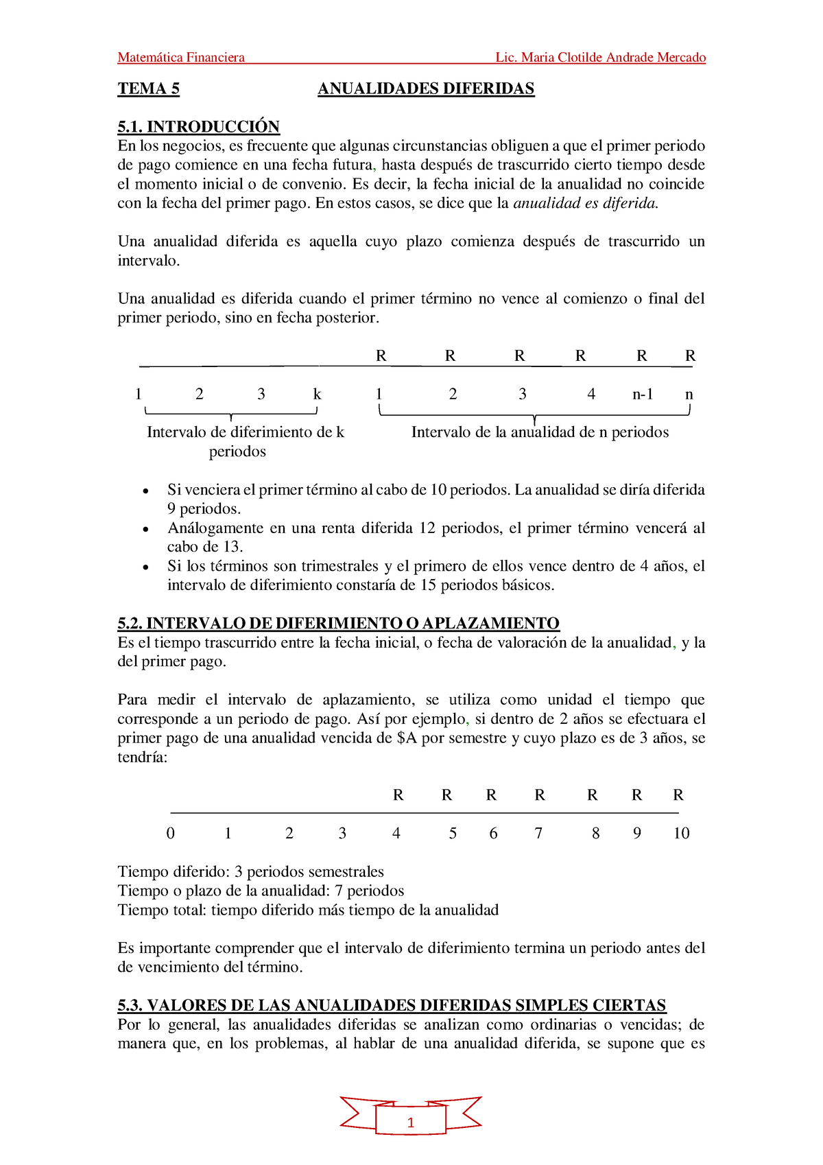 Tema 5 Anualidades Diferidas Tema 5 Anualidades Diferidas 5