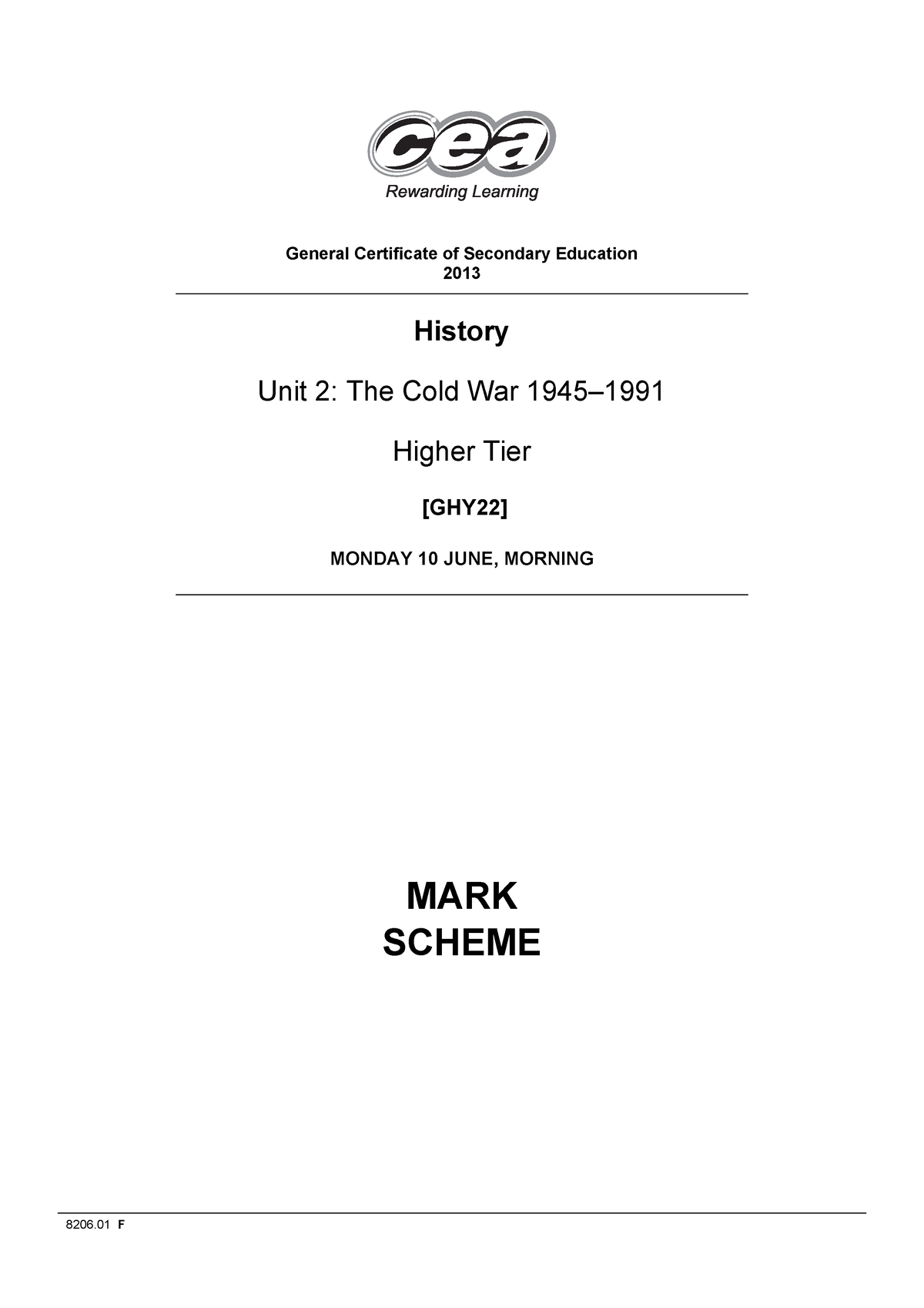 Gcse His Past Papers Mark Schemes Standard May June Series 2013 12673