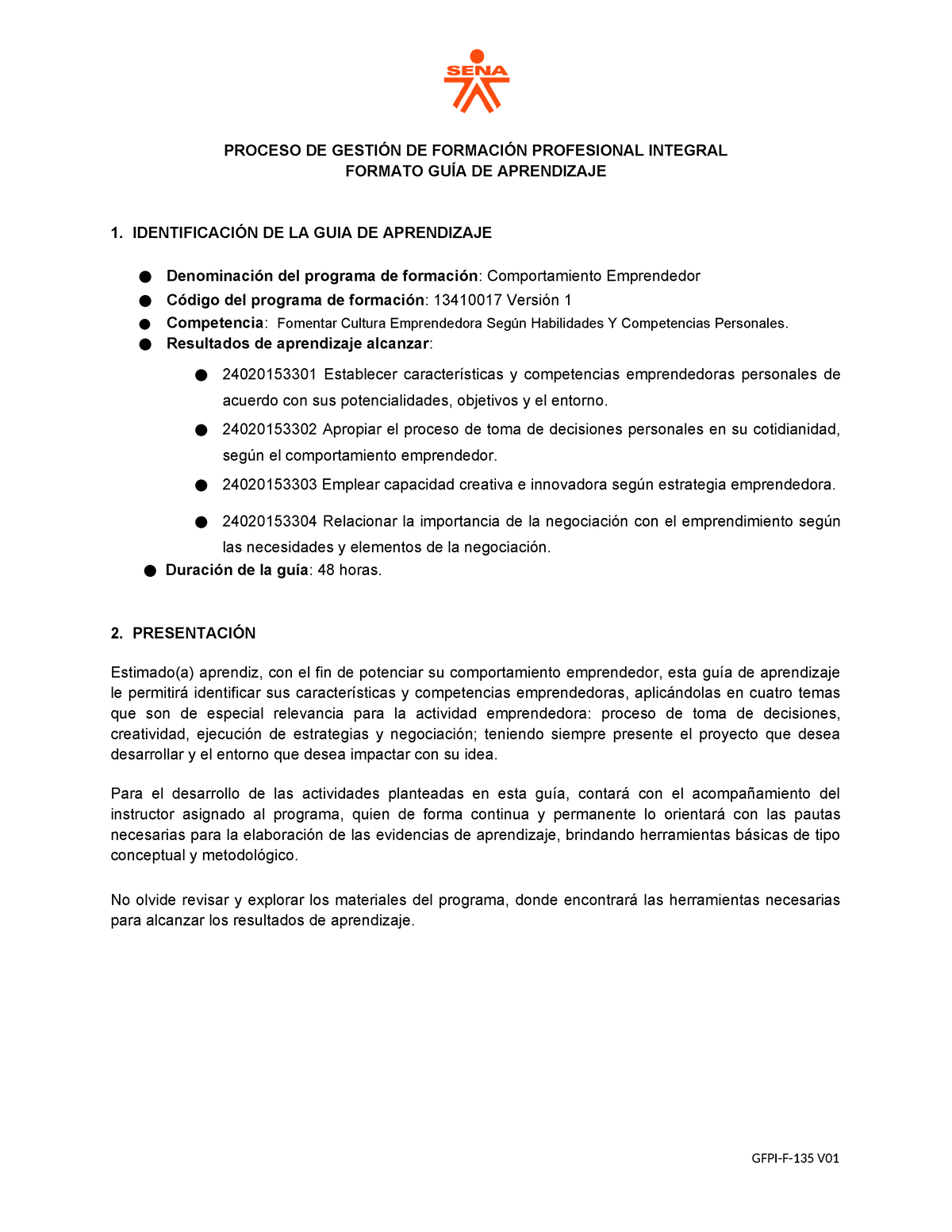 Guía Comportamiento Emprendedor Proceso De GestiÓn De FormaciÓn