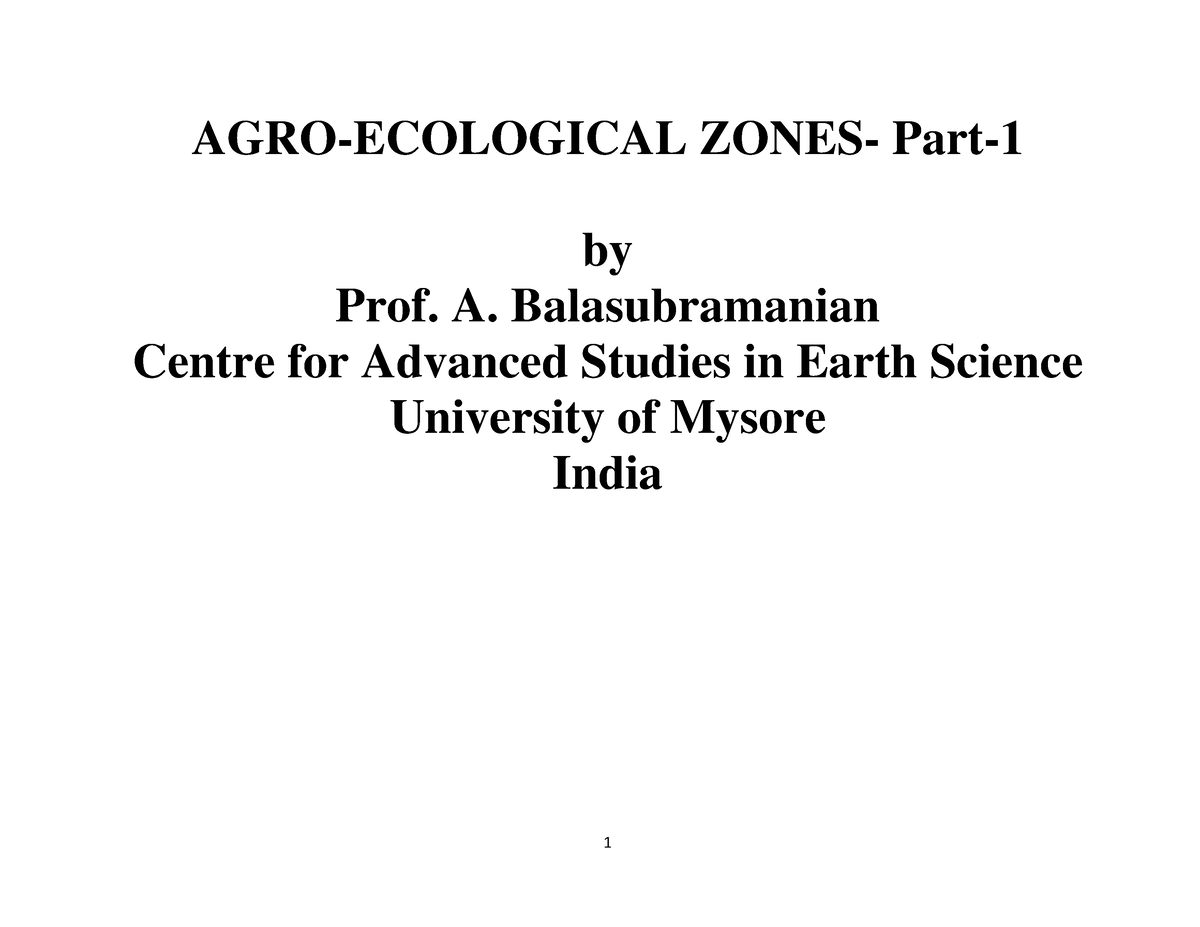 Agro Ecological Zones Part 1 Agro Ecological Zones Part By Prof