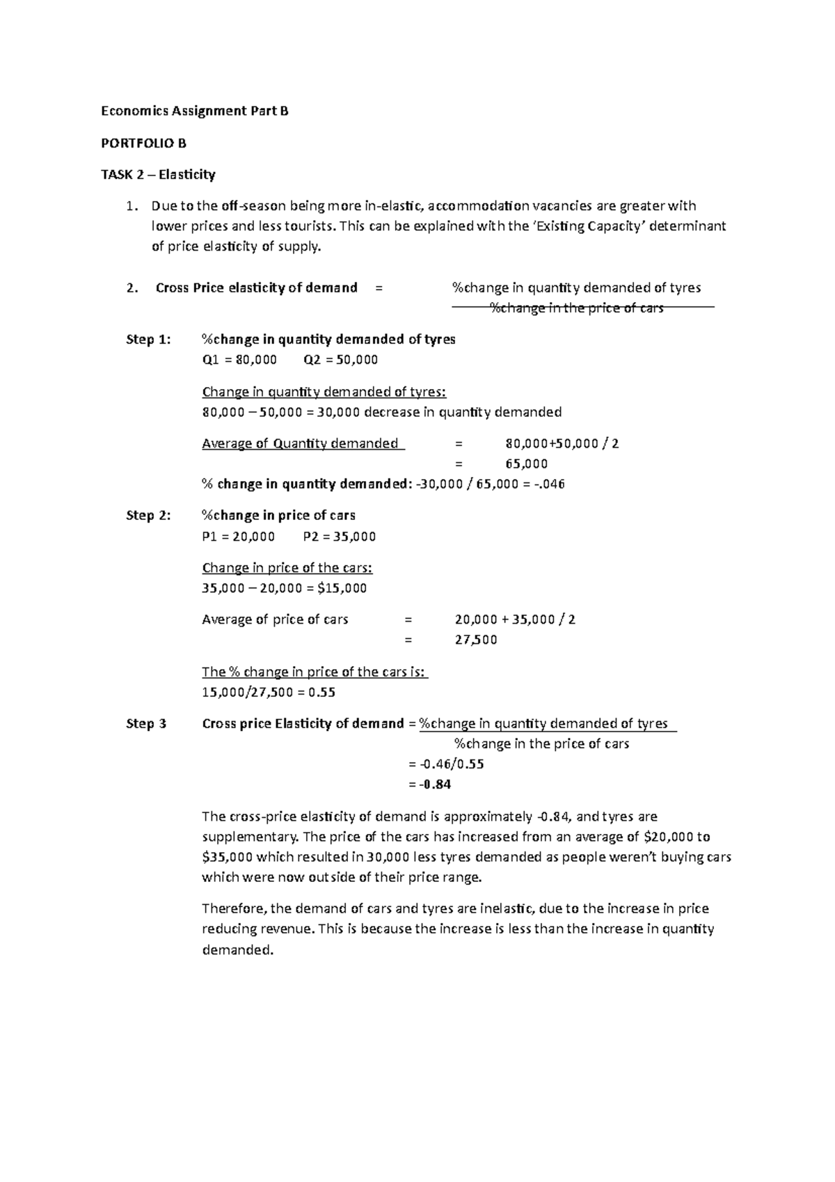 Economics Assignment Part B Economics Assignment Part B Portfolio B