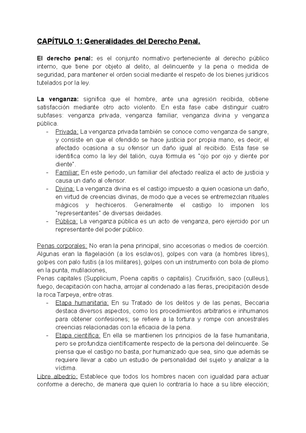 Dp Guia Examen Final CapÍtulo 1 Generalidades Del Derecho Penal El