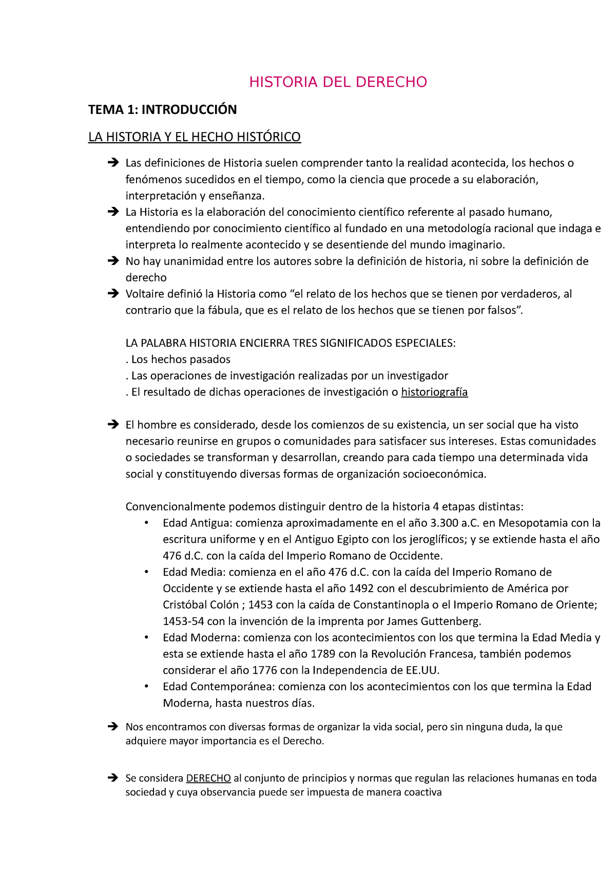 Historia Del Derecho Material De Ayuda Historia Del Derecho Tema 1