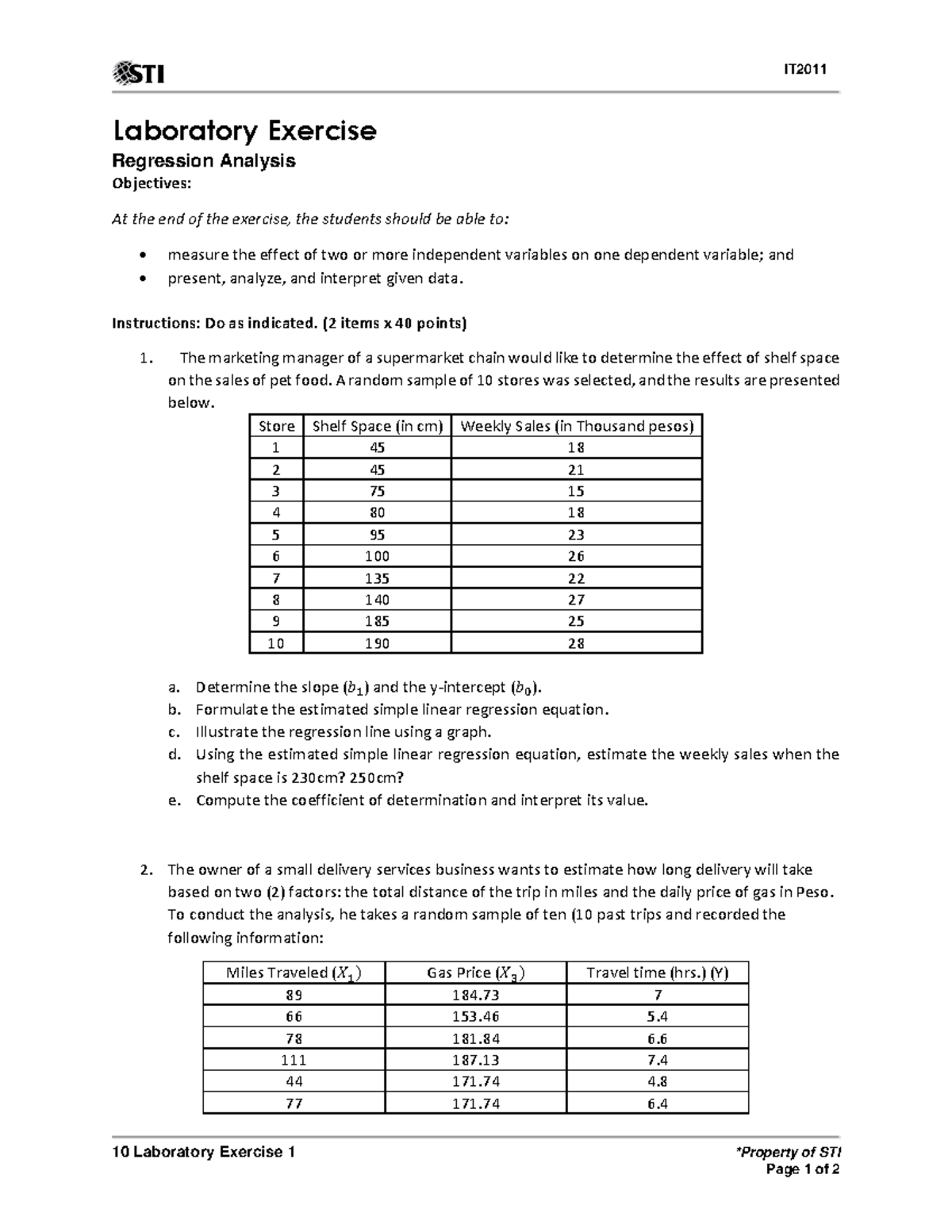 10 Laboratory Exercise 1 It 10 Laboratory Exercise 1 Property Of Sti