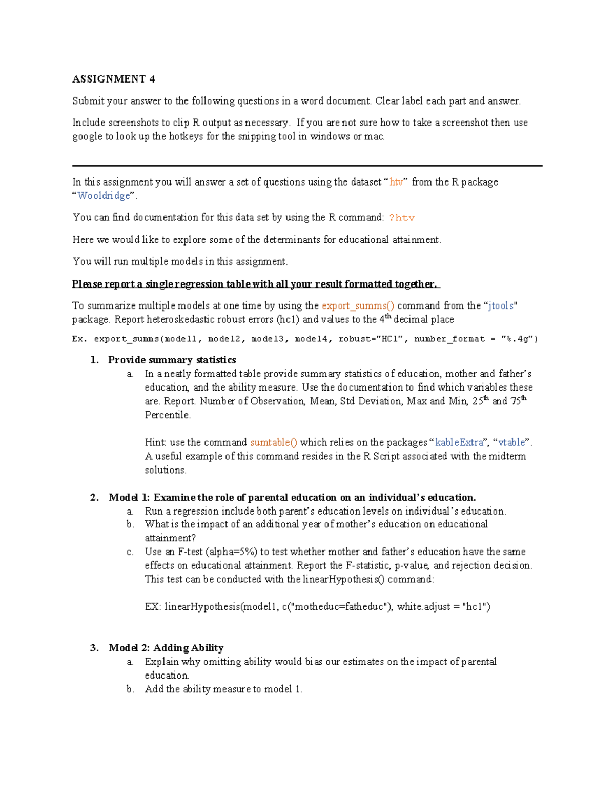 Assignment 4 Questions 20240326 Assignment 4 Submit Your Answer To